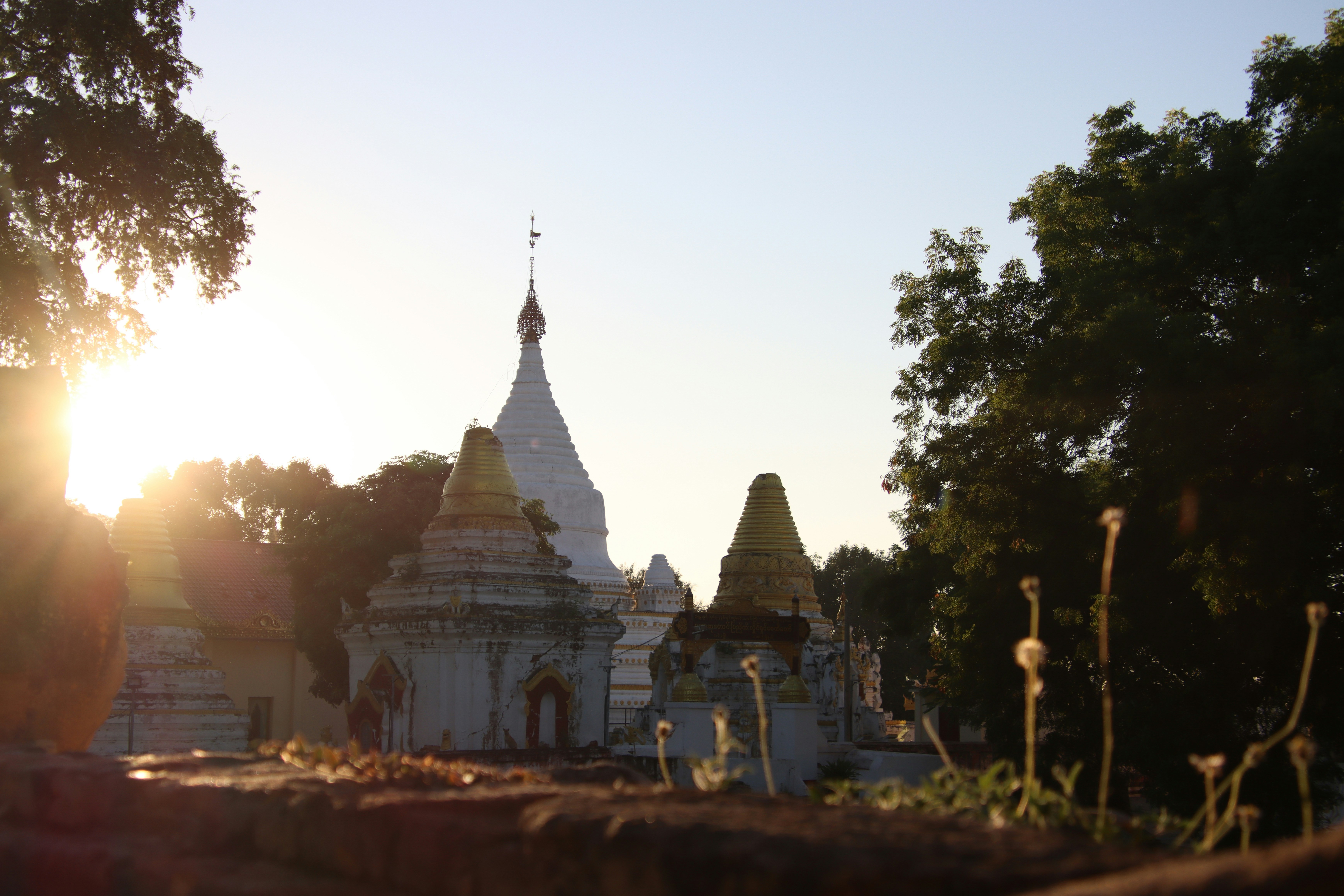 Temple Silhouettes at Sunset