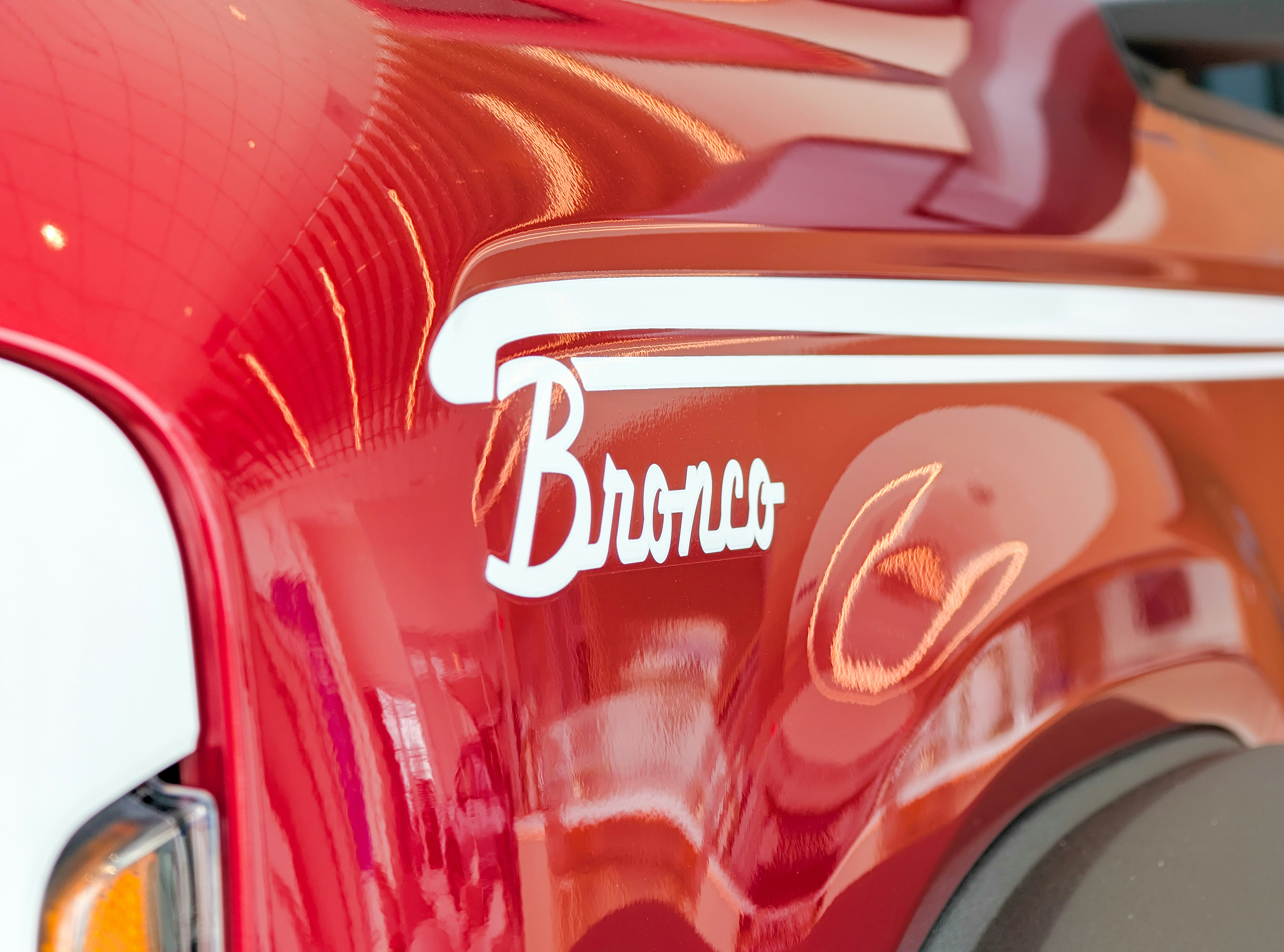 Bronco Badge in Red Metallic Reflection