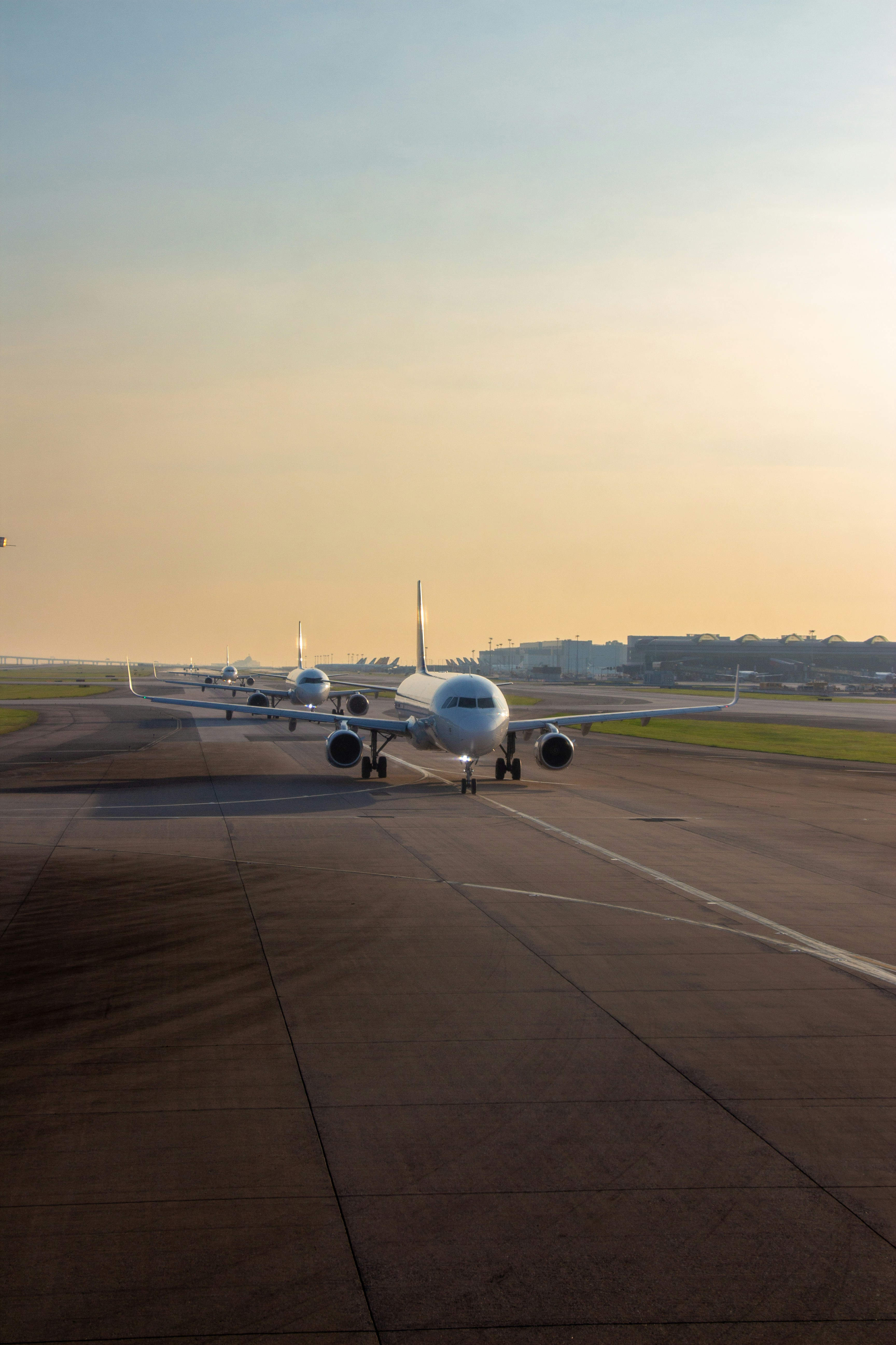 Runway Conductor: A Midfield Lineup at Sunset