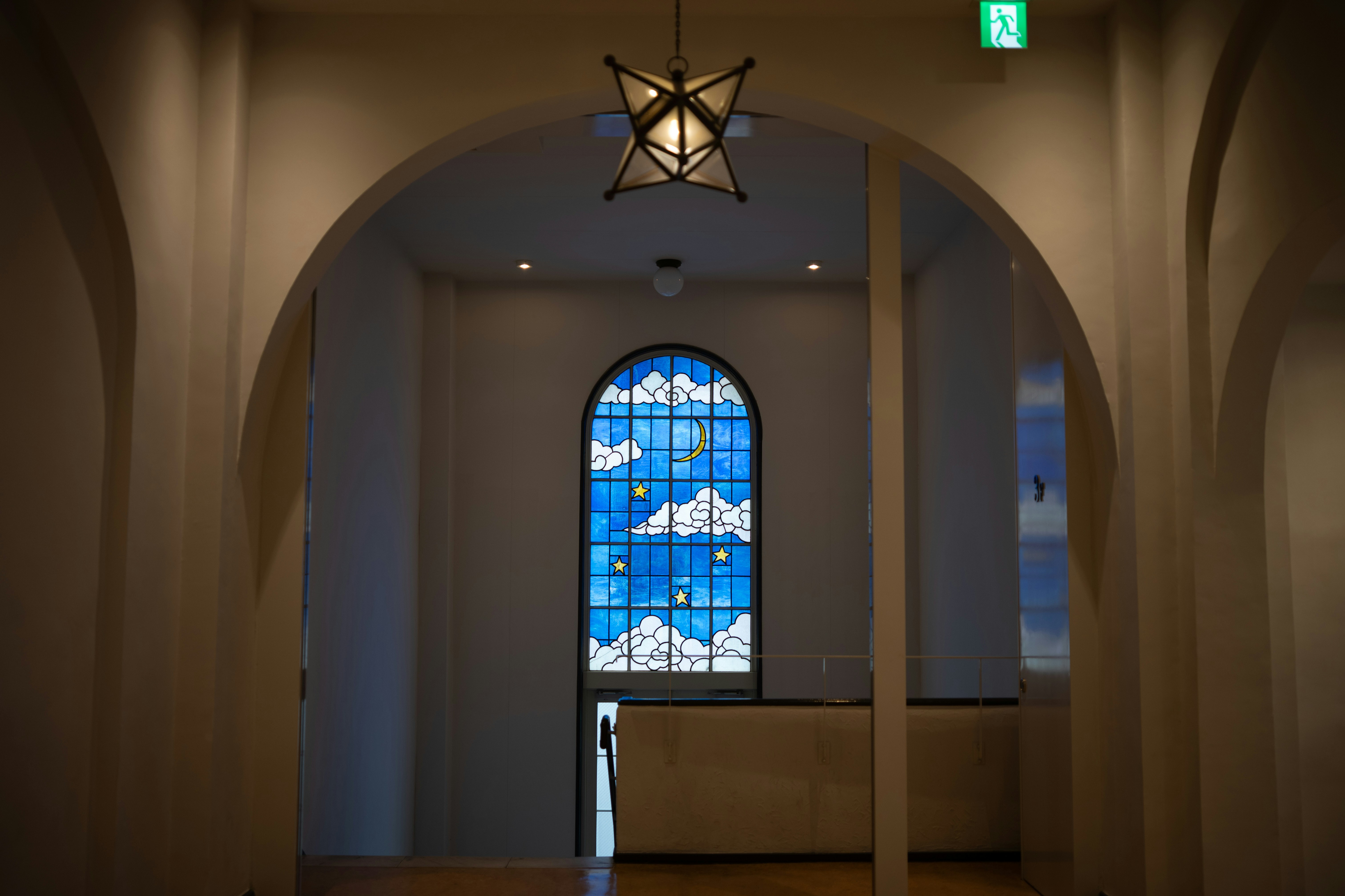 Stained-Glass Light Between Arches