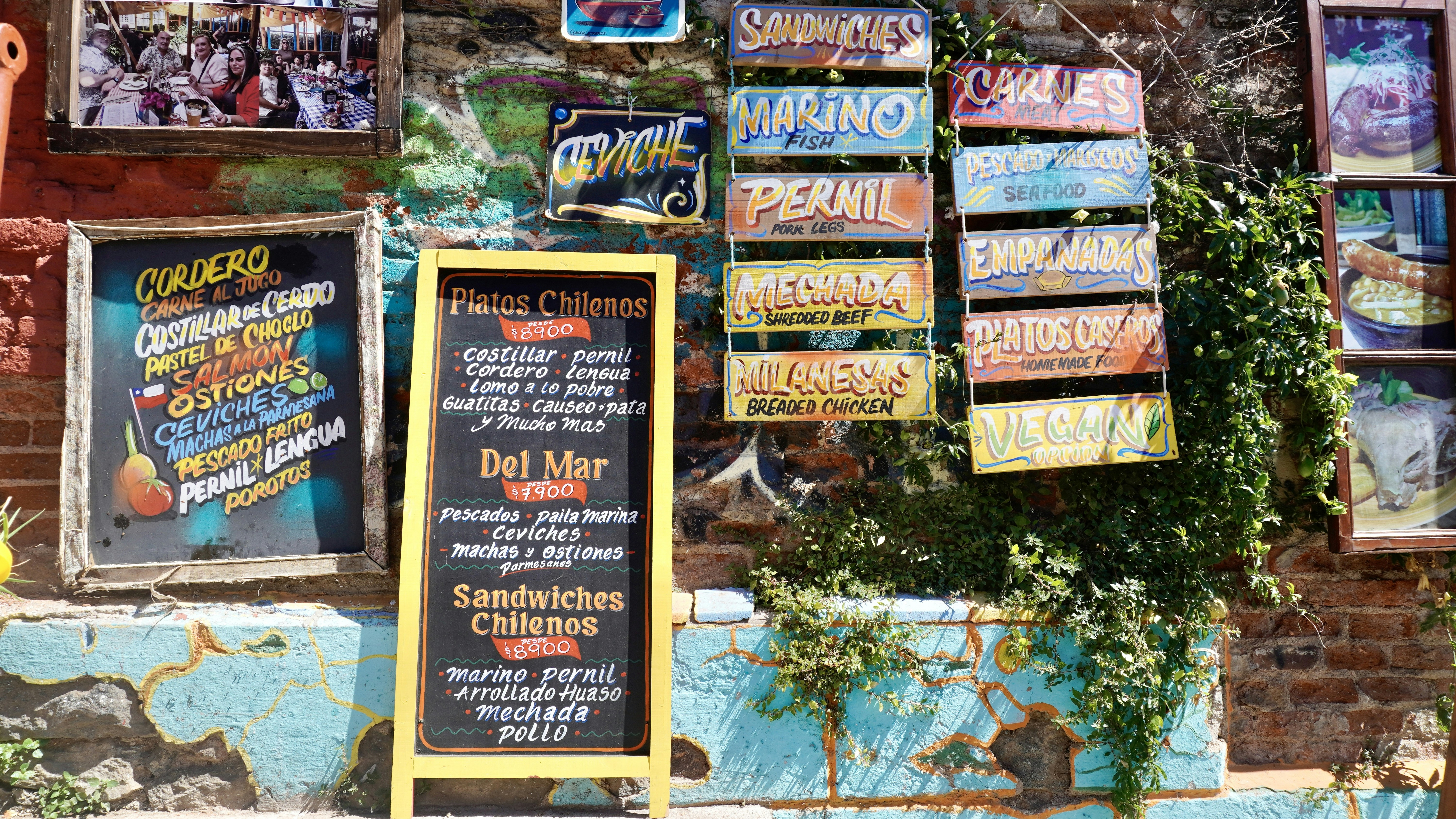 Colorful Chilean Street Menu Board Alley