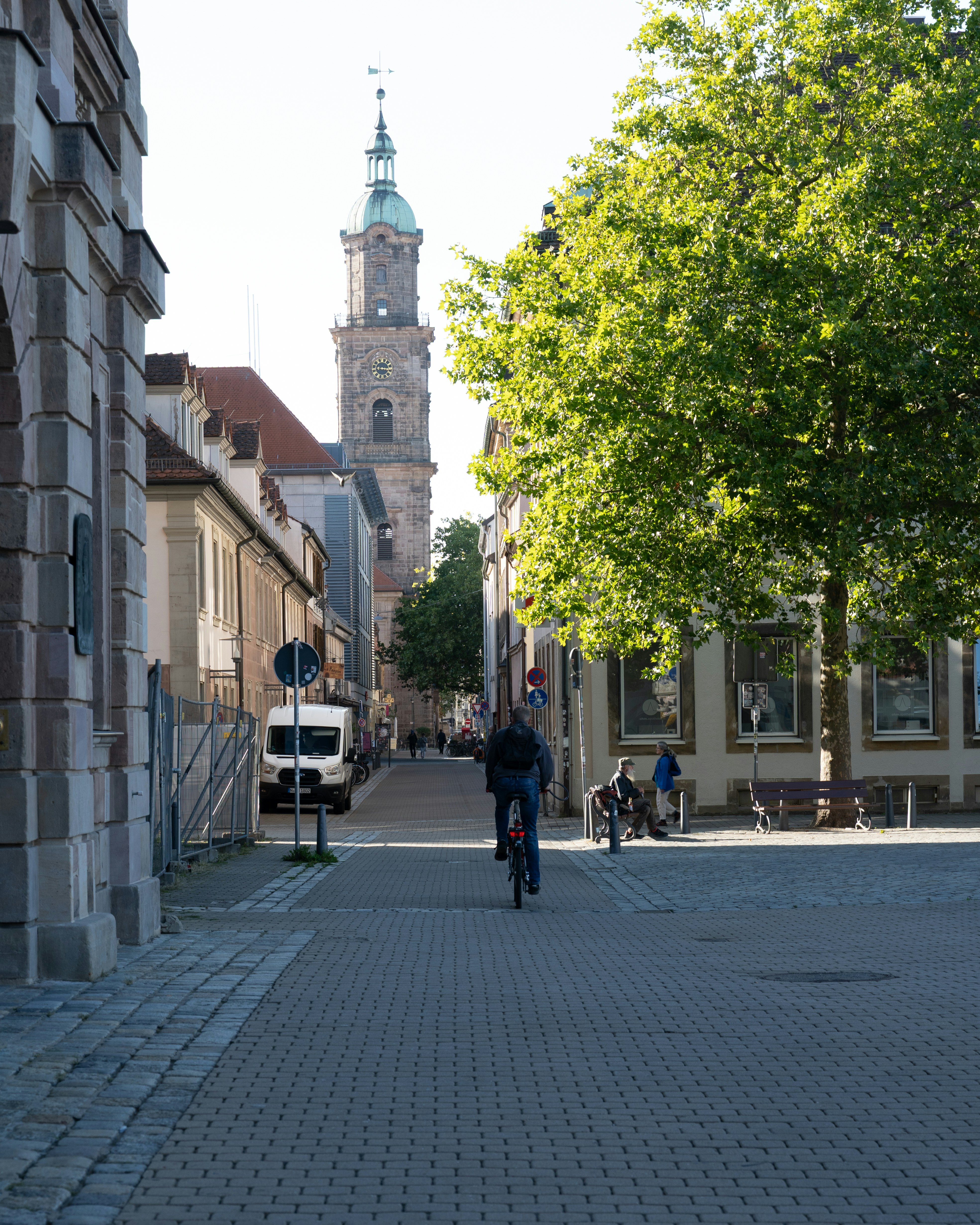 Clocktower Corridor: A Quiet City Street Toward a Historic Spire