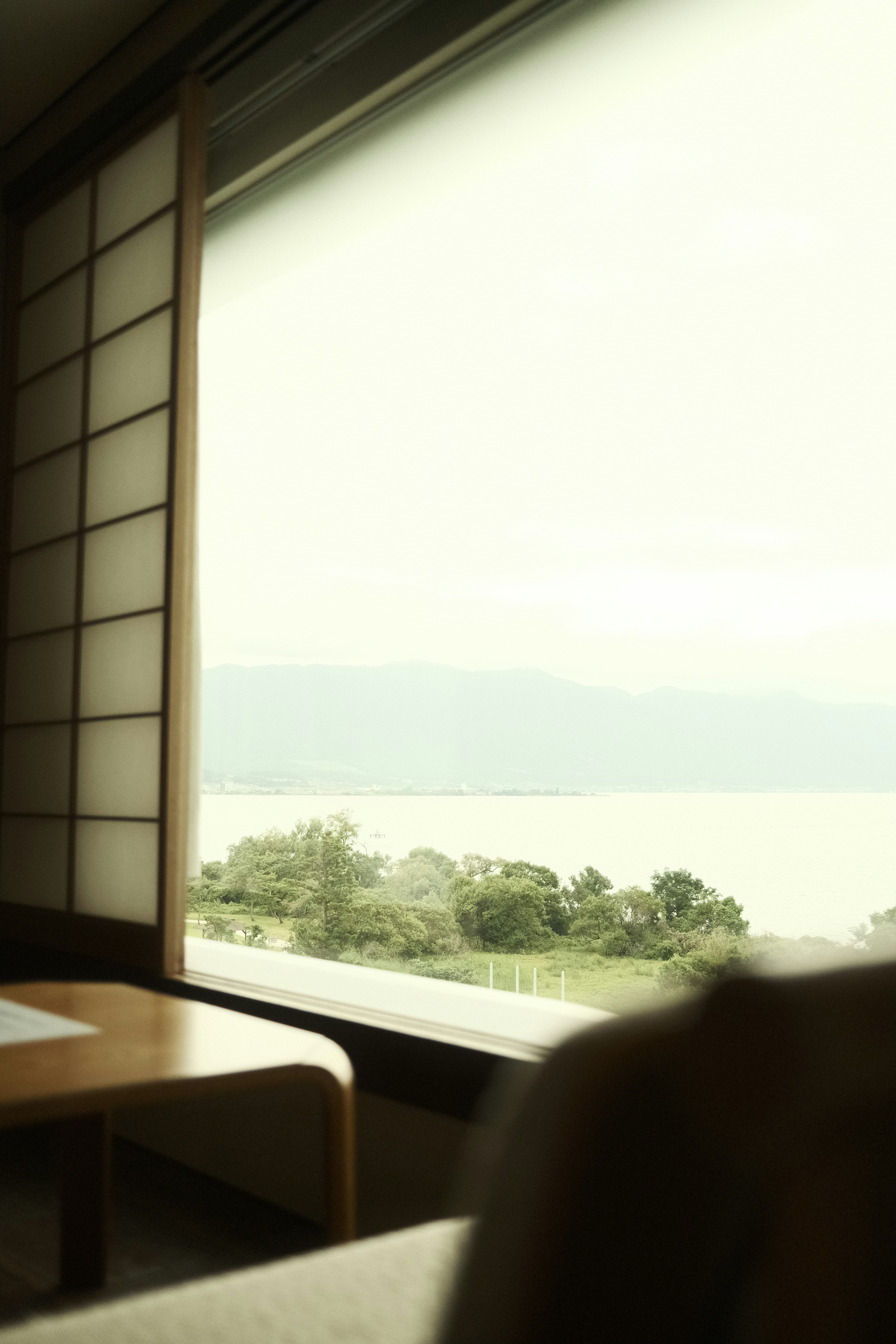 Quiet View Through a Shōji Window at Distant Lake
