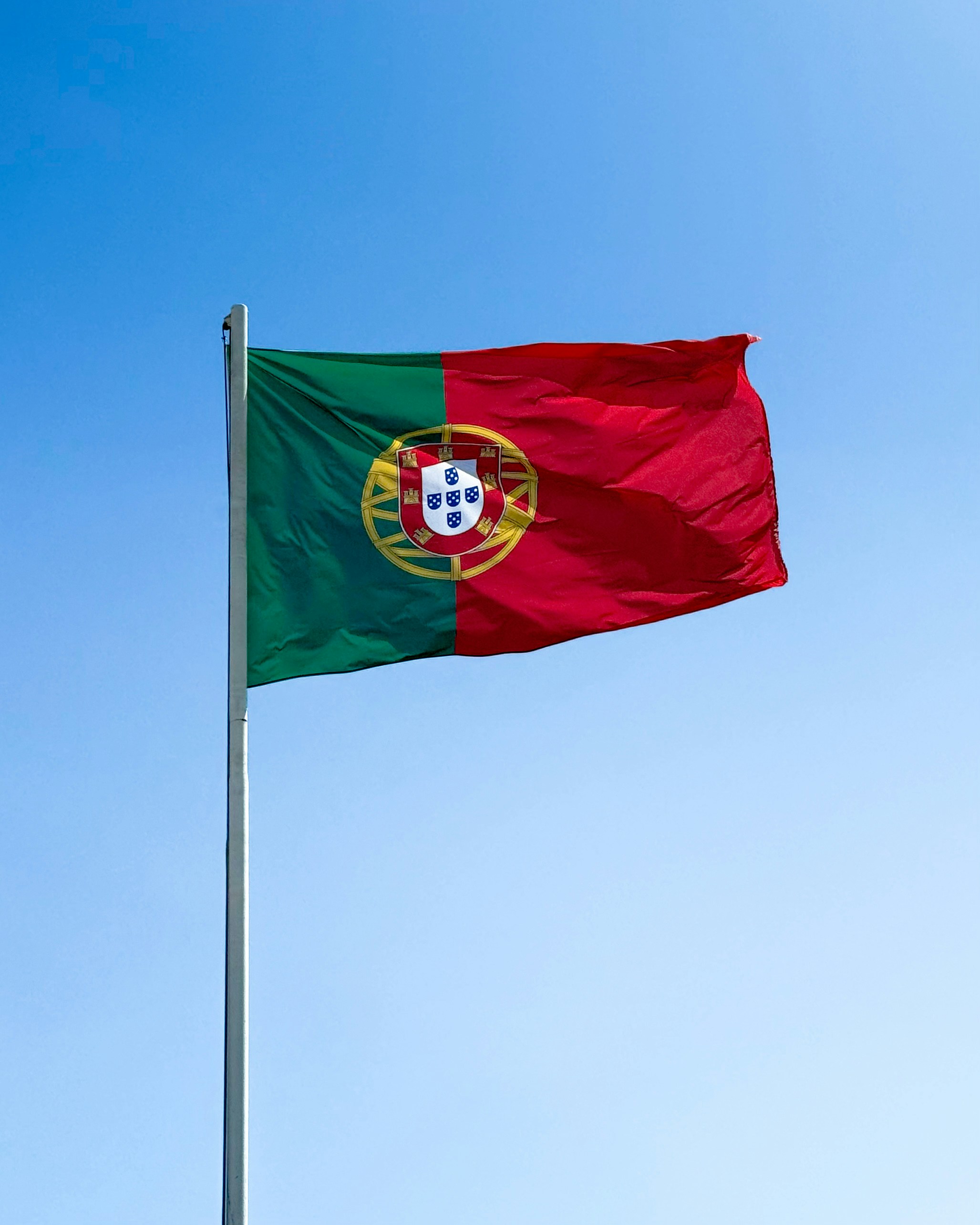 Portugal Flag in Clear Sky