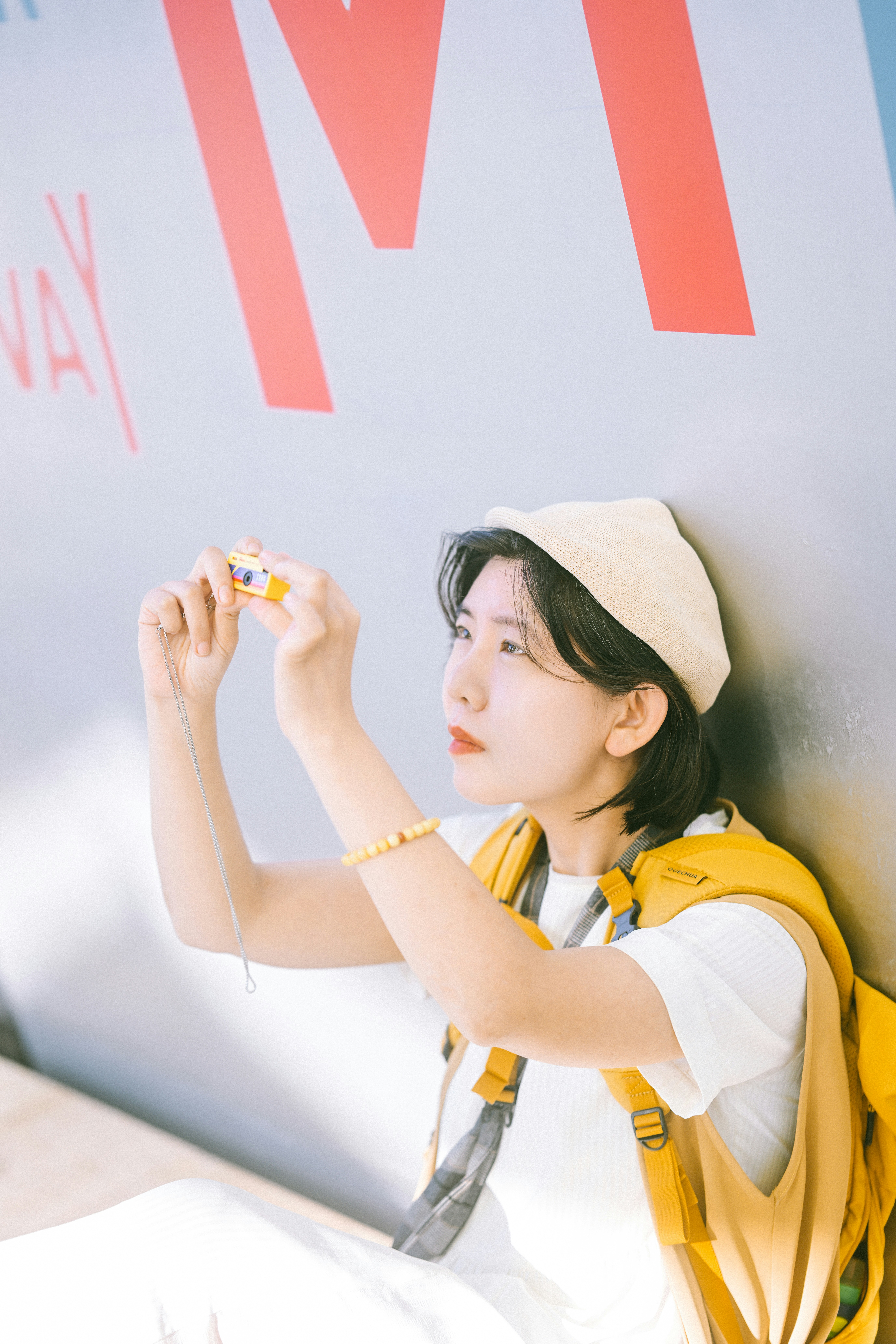 Portrait in Colorful Transit: A Traveler Captures a Memory