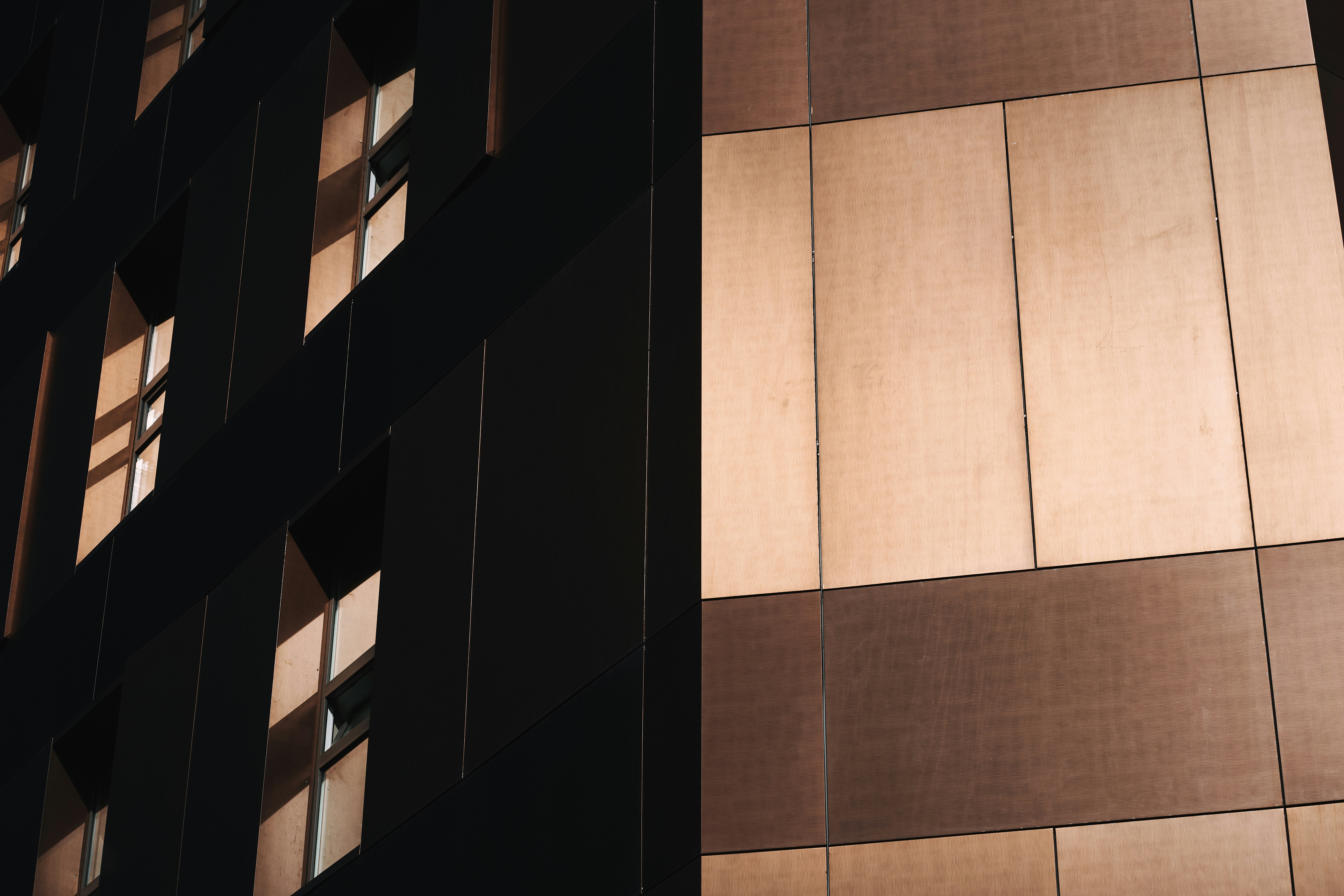 Contrast in Facades: Dark Slabs Meet Light Panels