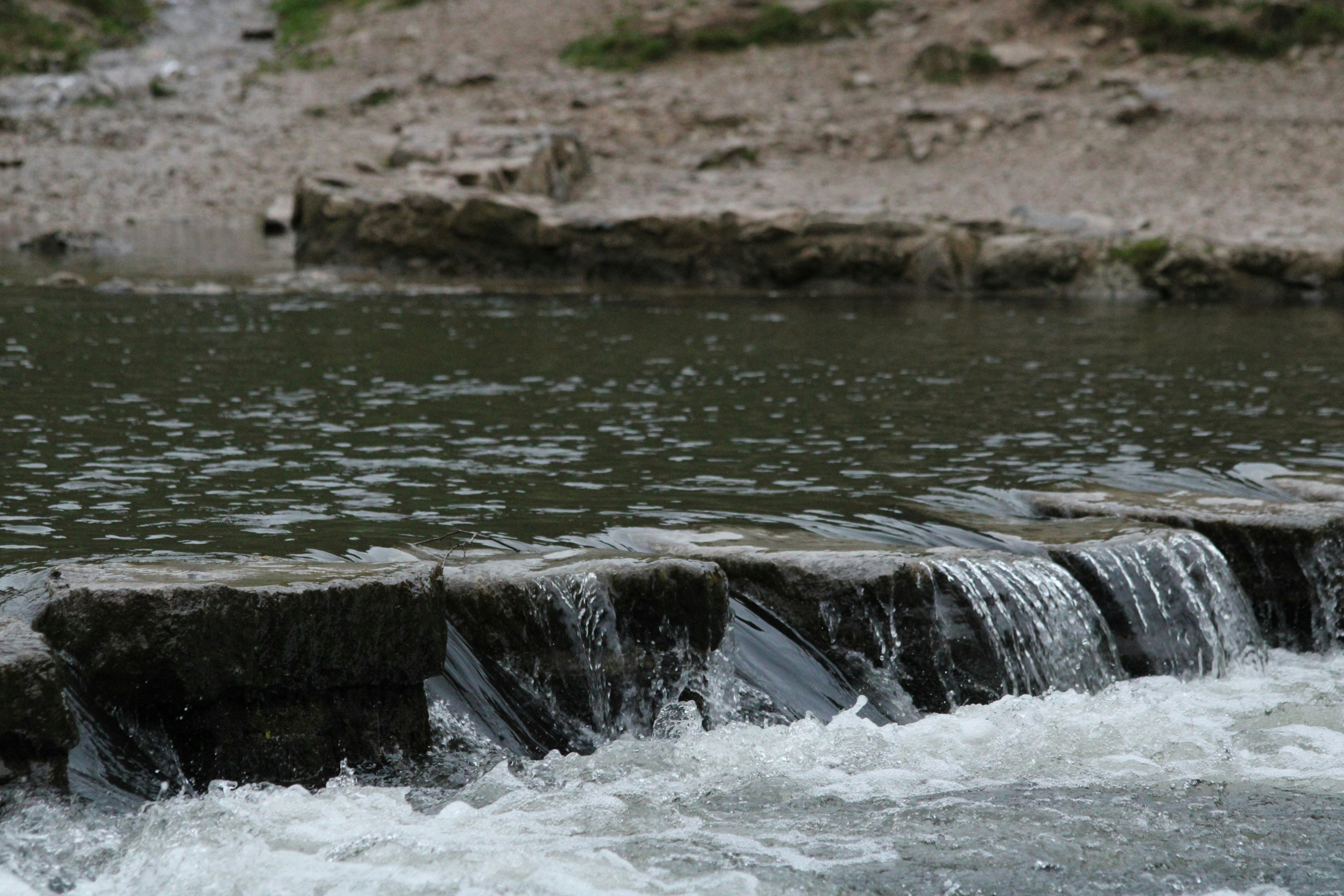 Flowing ledge: a modest cascade over river steps
