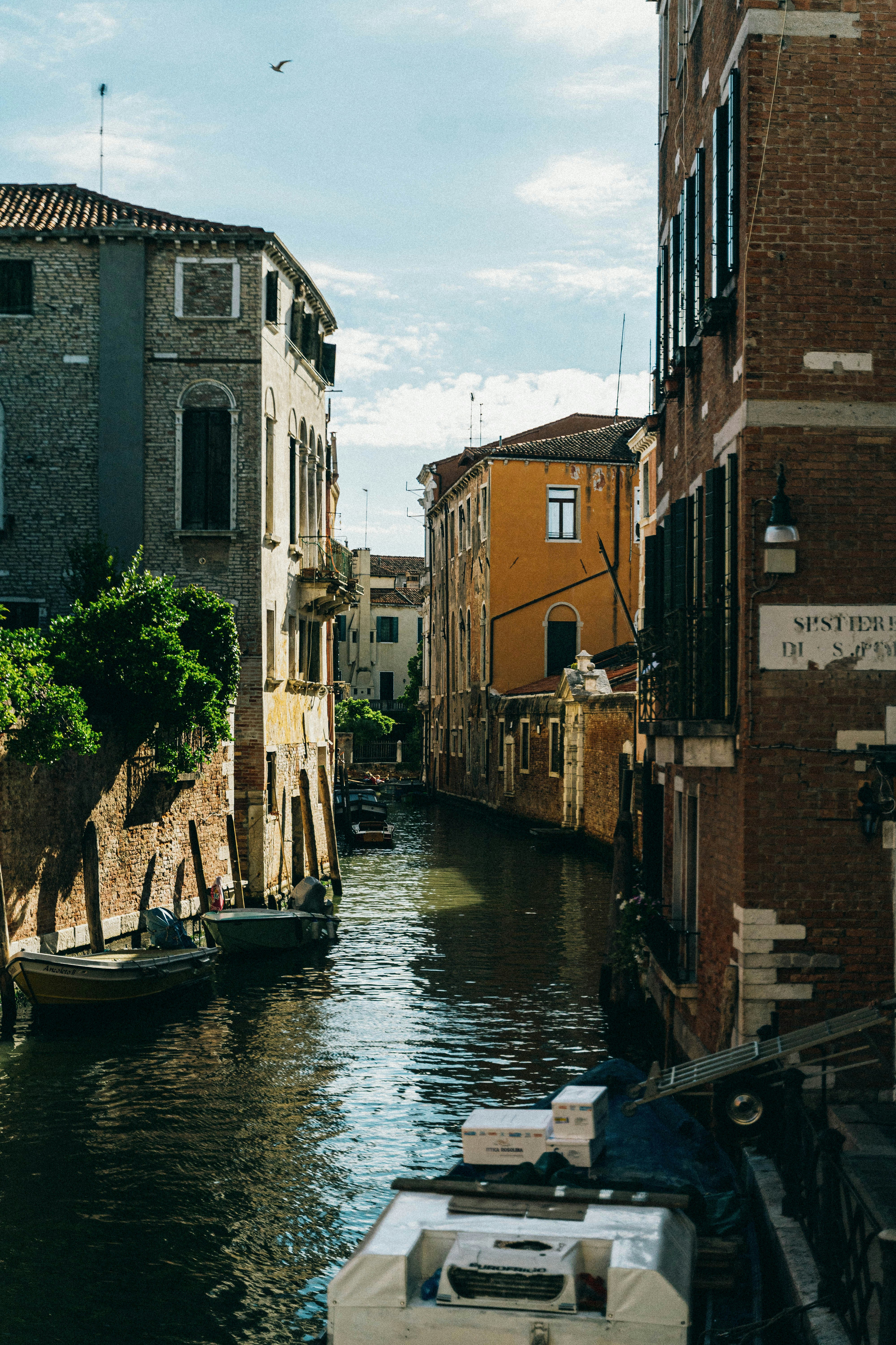 Venetian Channelfall: Calico Facades Along a Quiet Canal