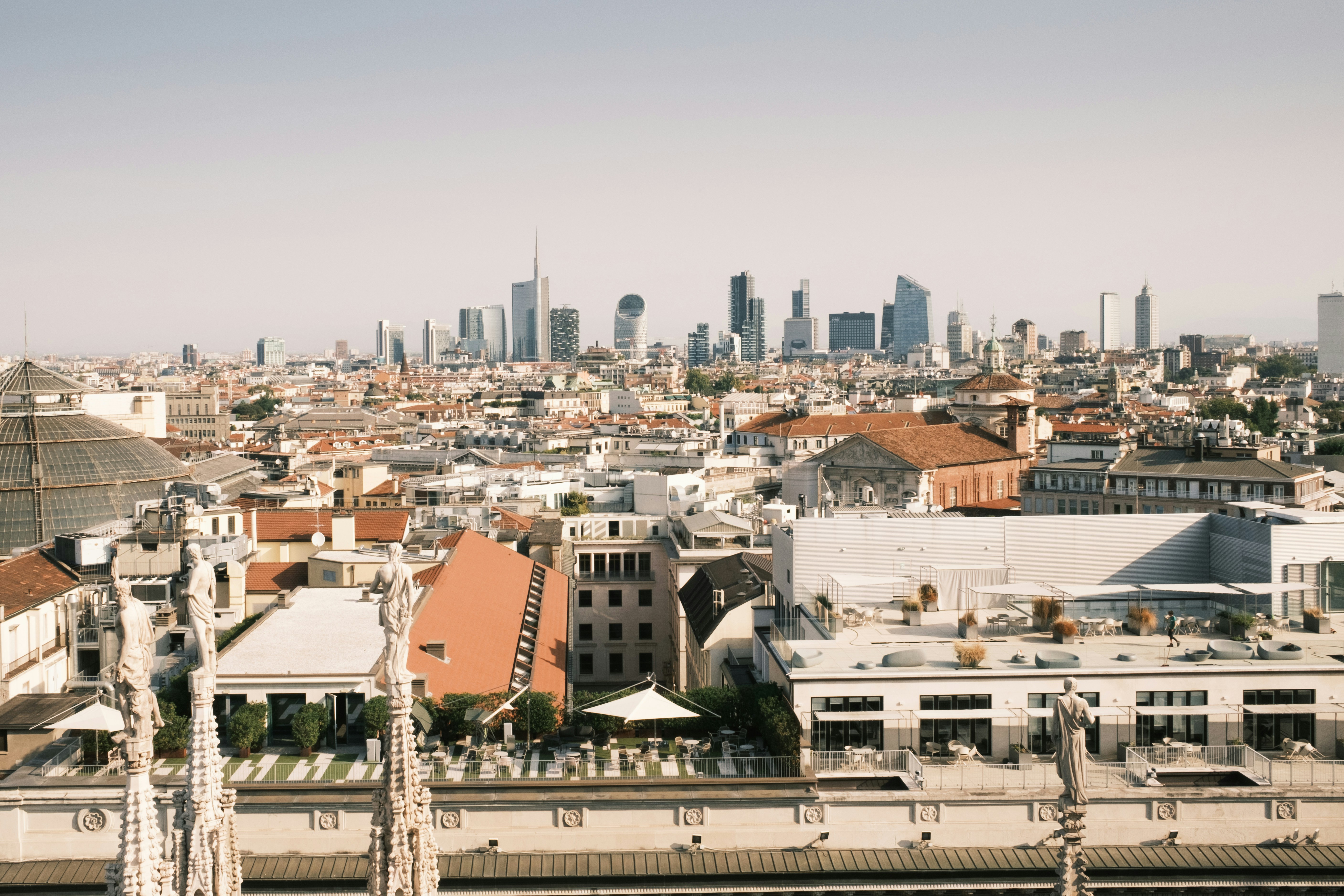 Rising Glass and Terracotta: A Panoramic City Wake