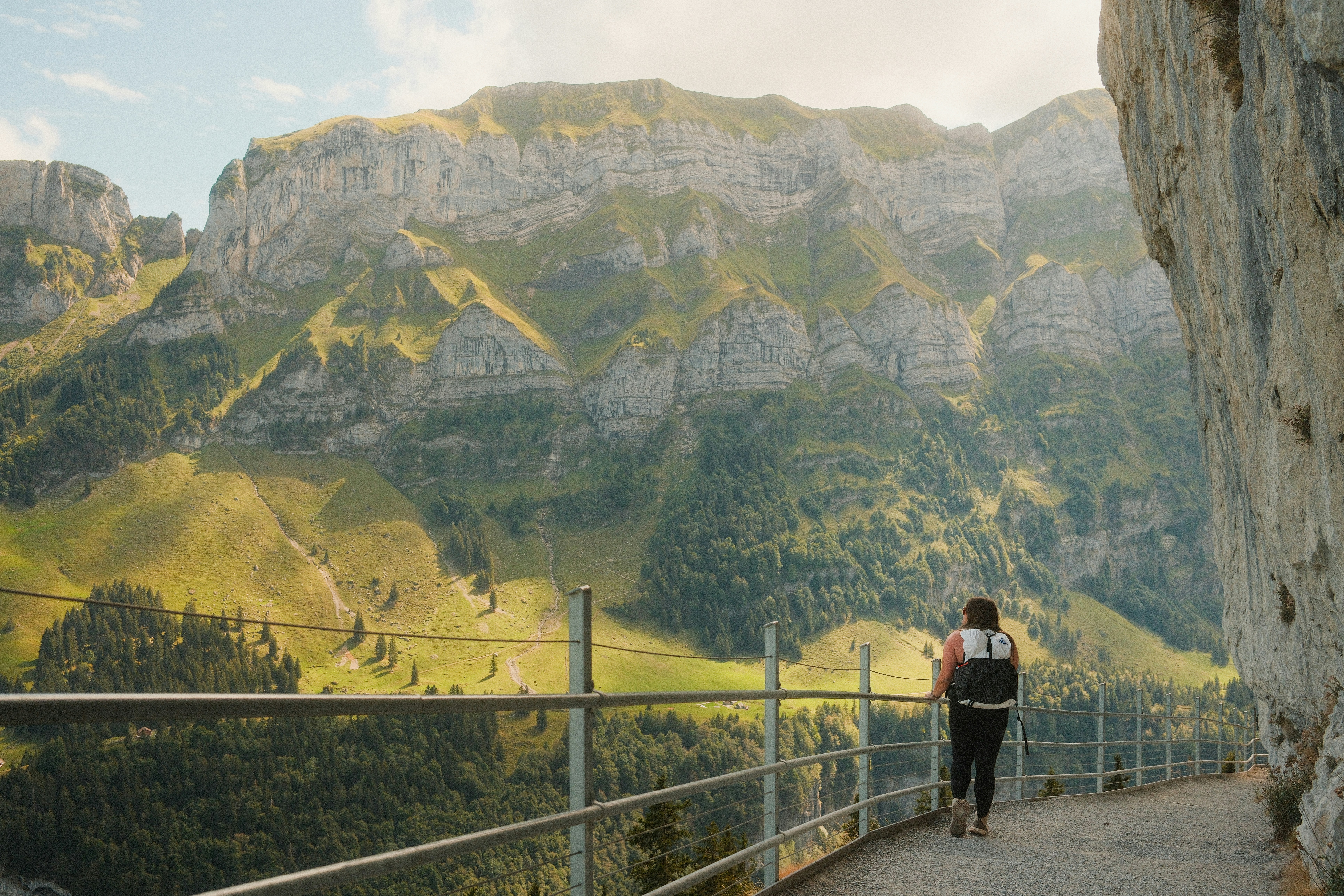Cliffside Pathway: A Hiker Captures the Valley from the Ridge