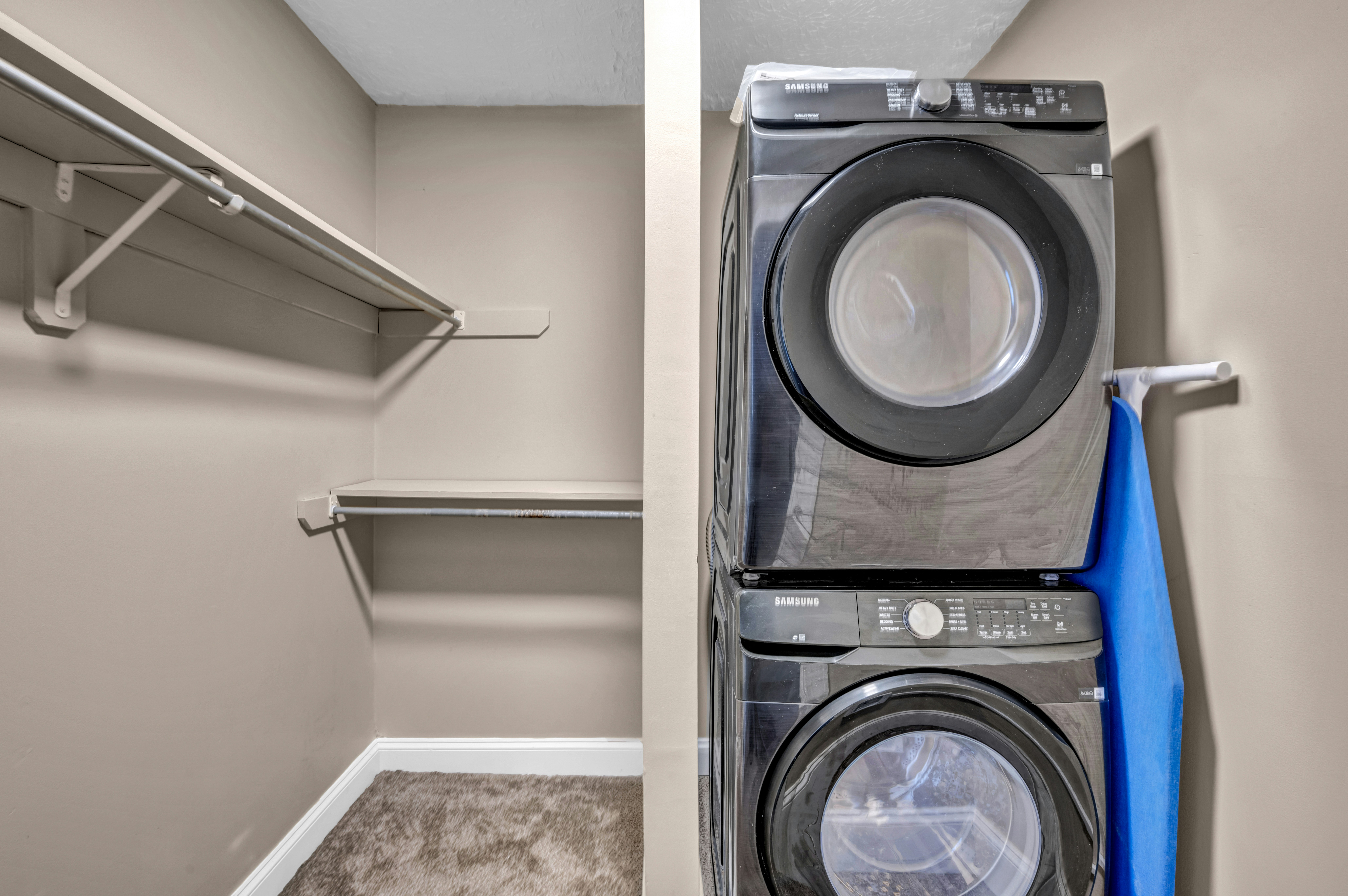Stacked Laundry in a Narrow Walk-In Closet
