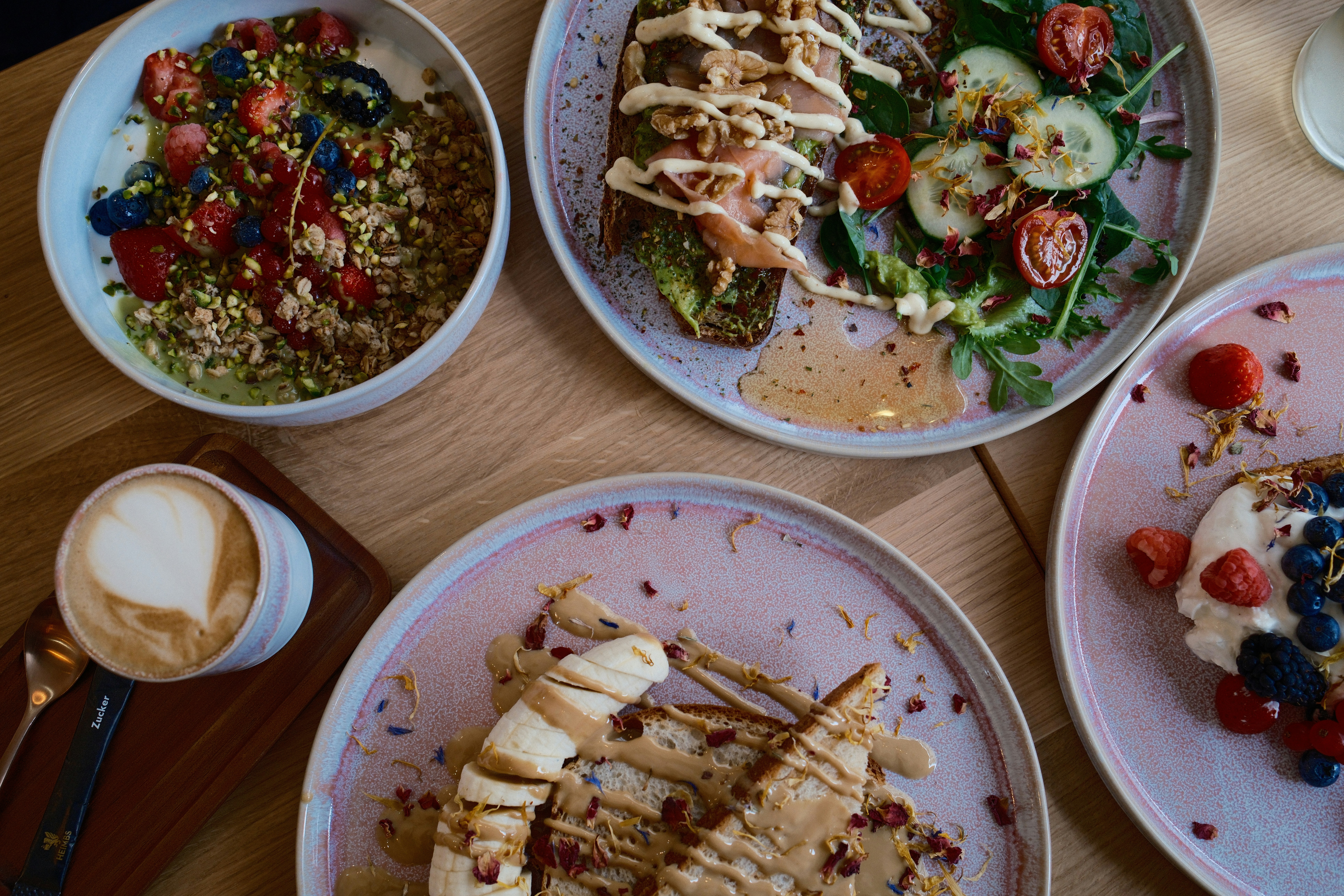 Colorful Shareable Bowls: A Top-Down Feast of Textures and Sauces