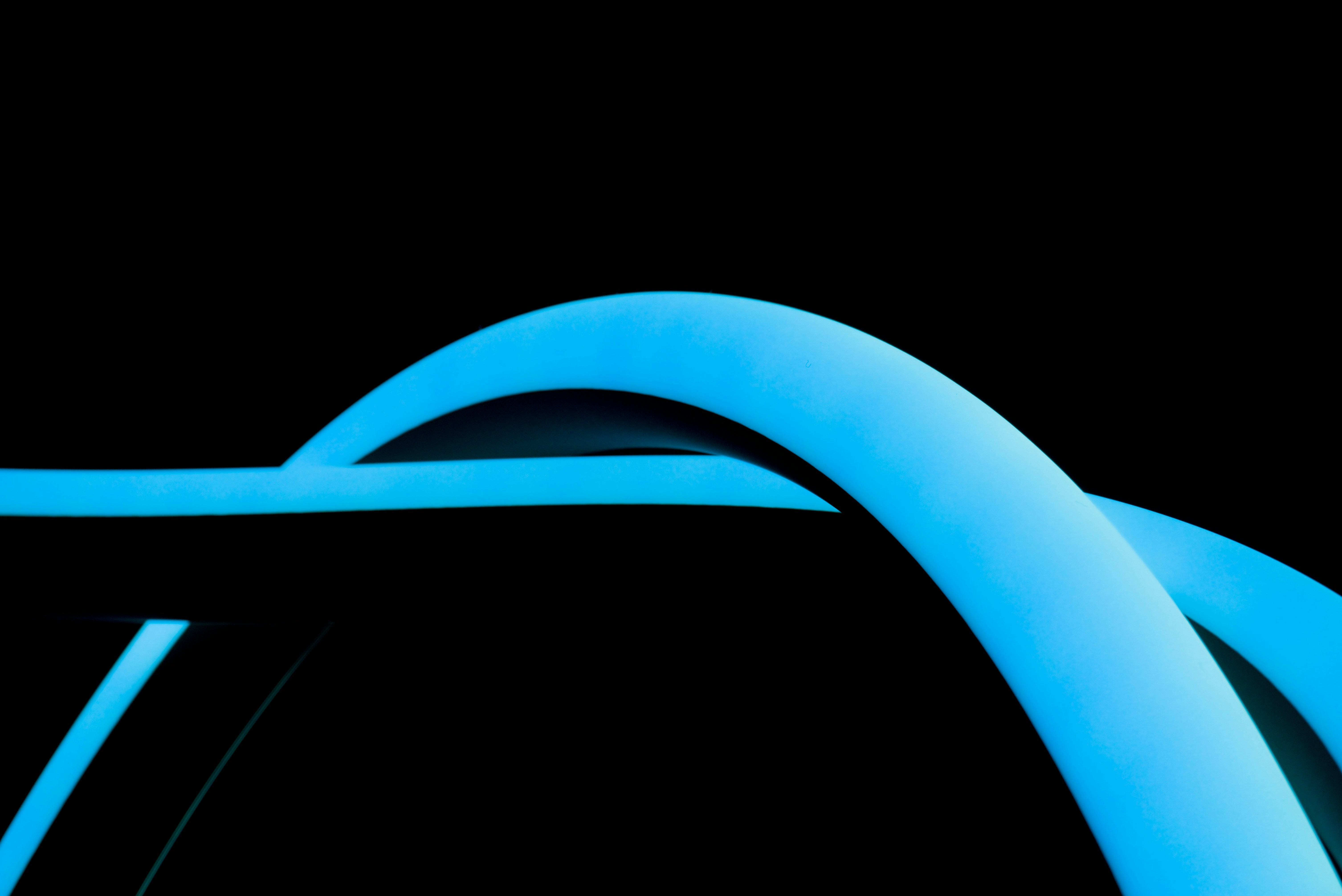 Blue Neon Ribbons: An Abstract Curve Study