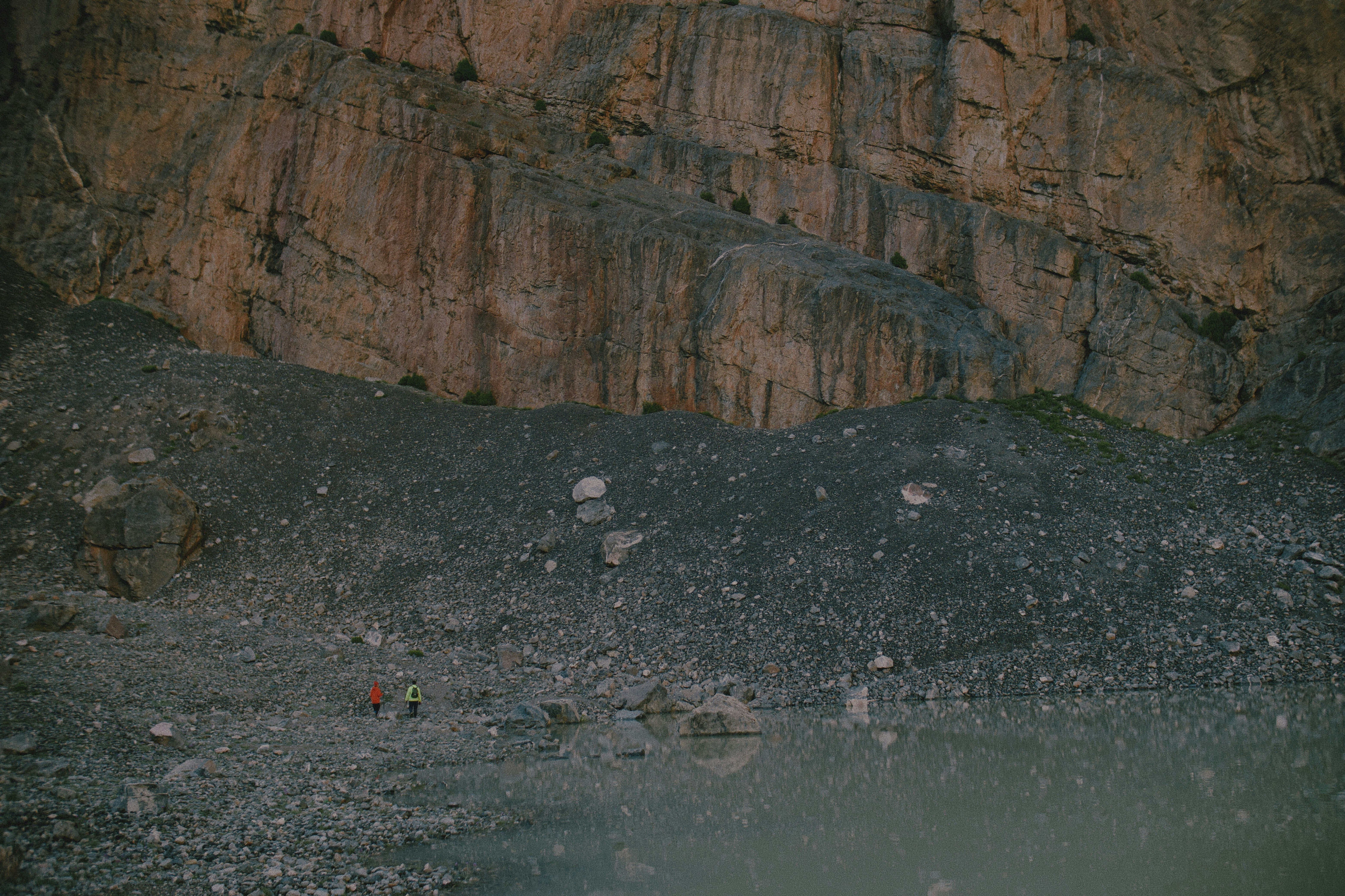 Craggy Shoreline Echoes: Distant Silhouettes at the Quarry Lake