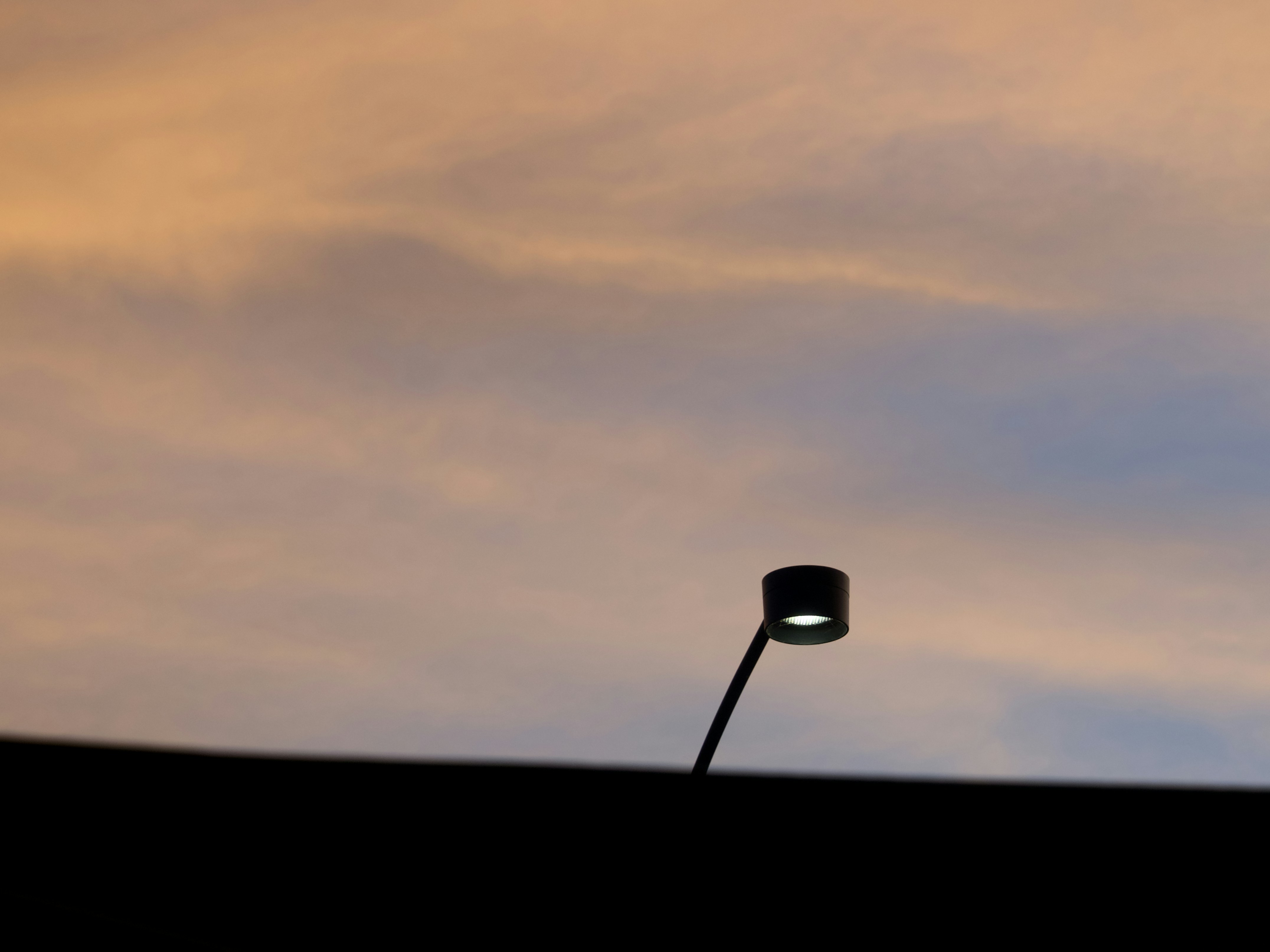 Above the Curve: Streetlamp Silhouette Beneath an Autumn Sky