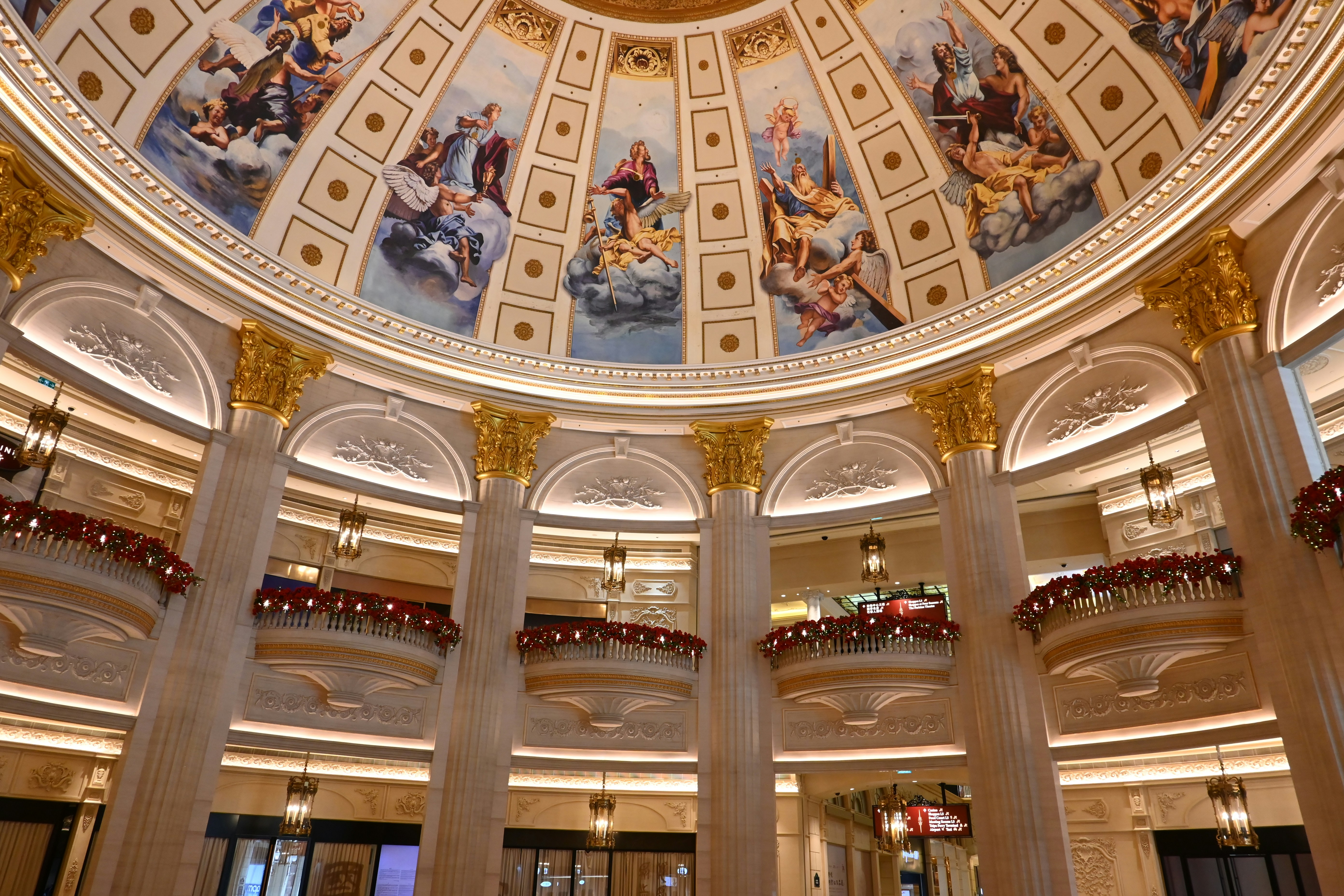 Vault of Light and Marble: A Grand Rotunda Immersed in Frescoed Skies