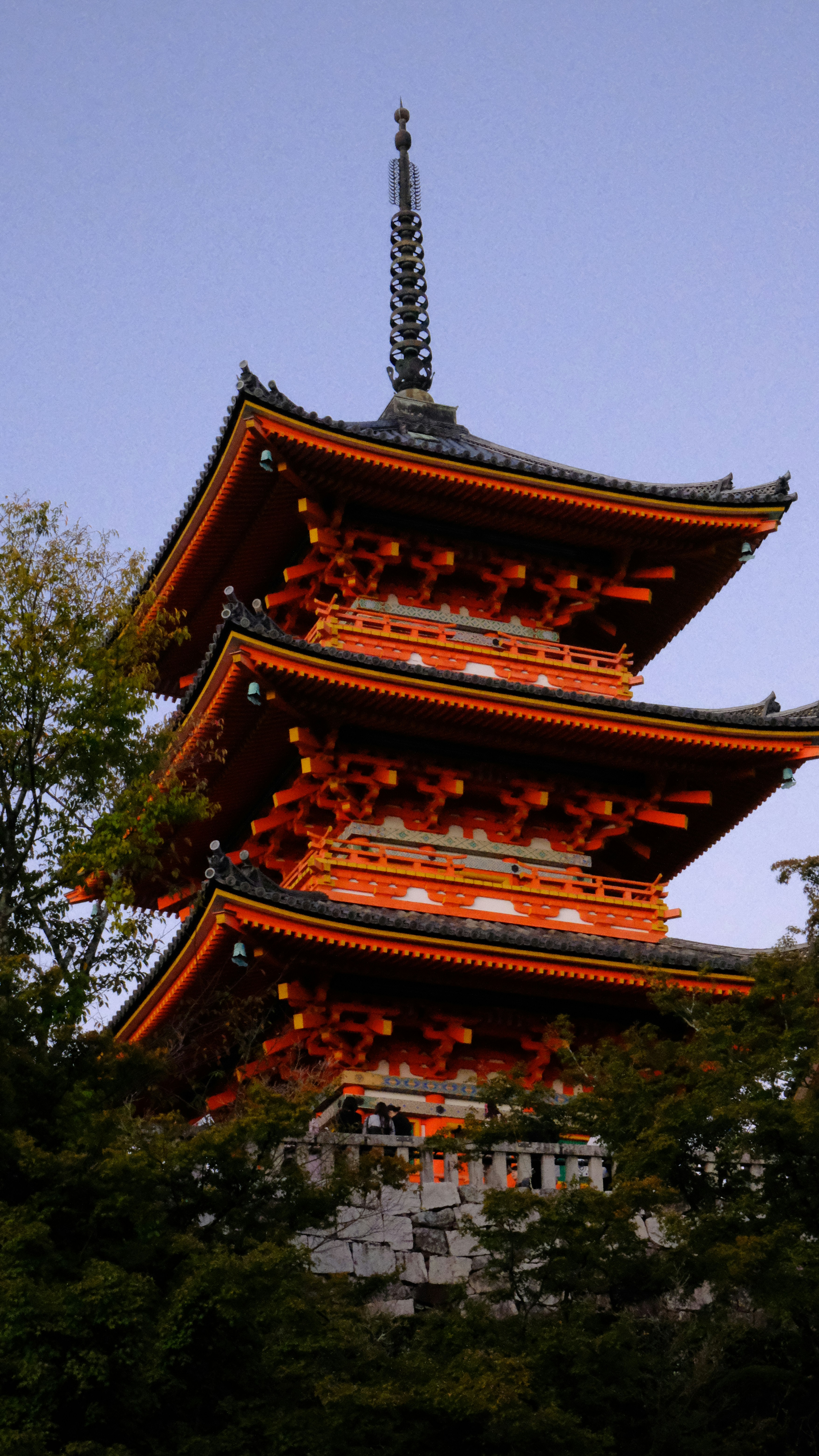 Crimson Pagoda Reaching Toward a Clear Sky
