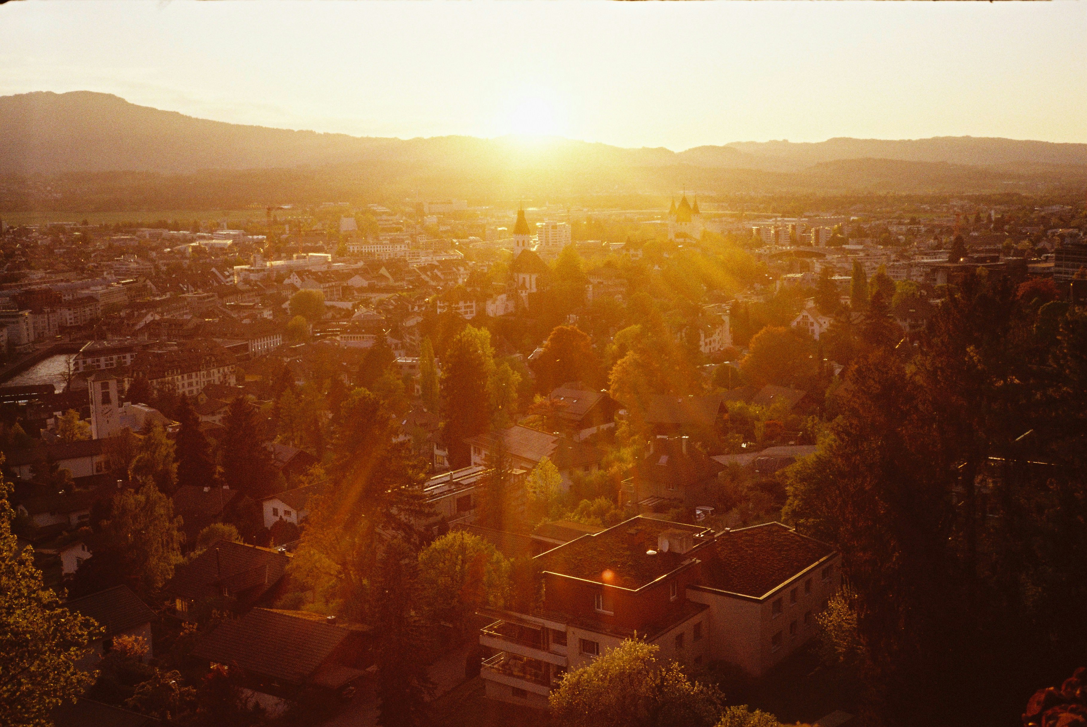 Golden Hour Over a Quiet Valley City