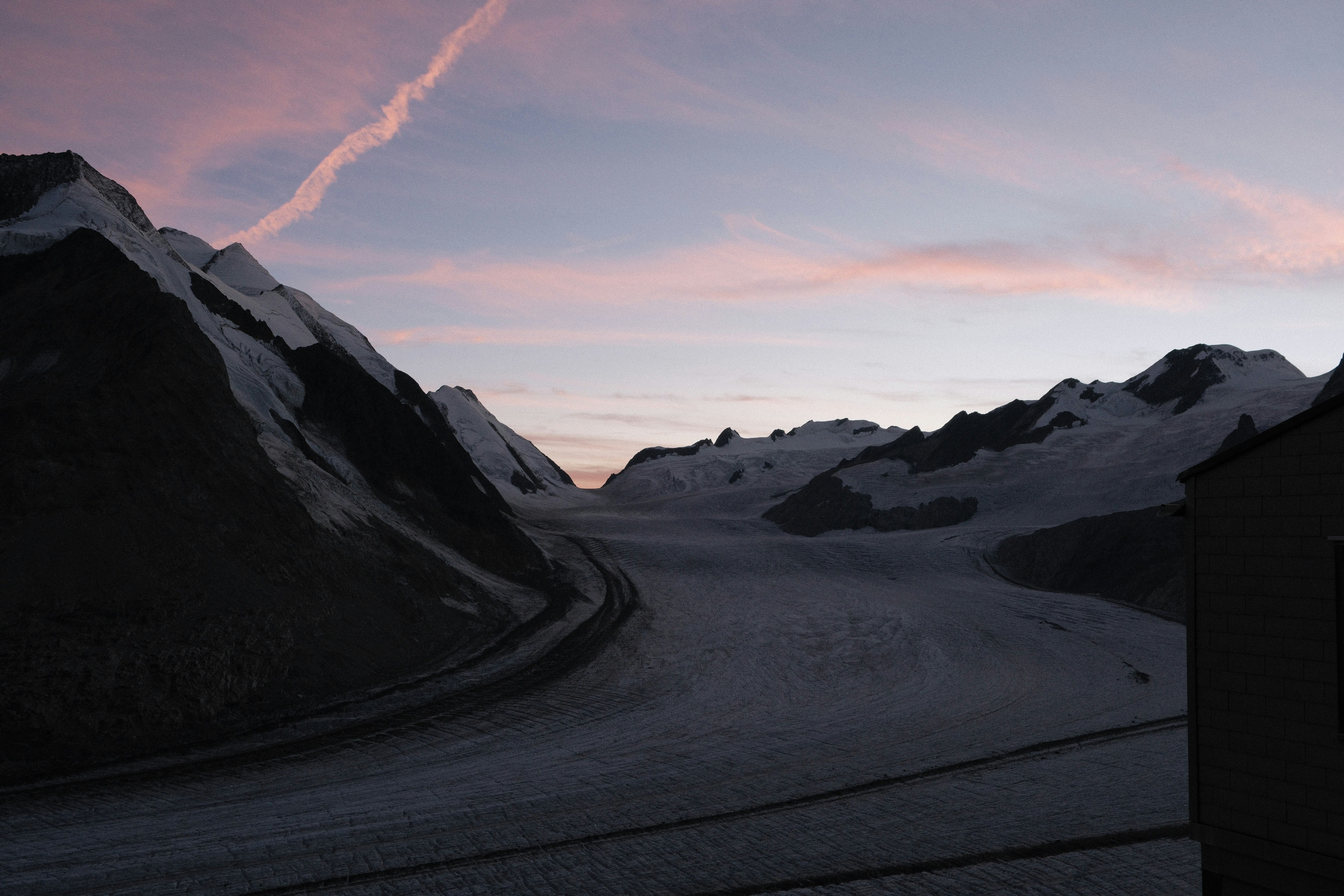 Dawn Glide Through Icy Pass
