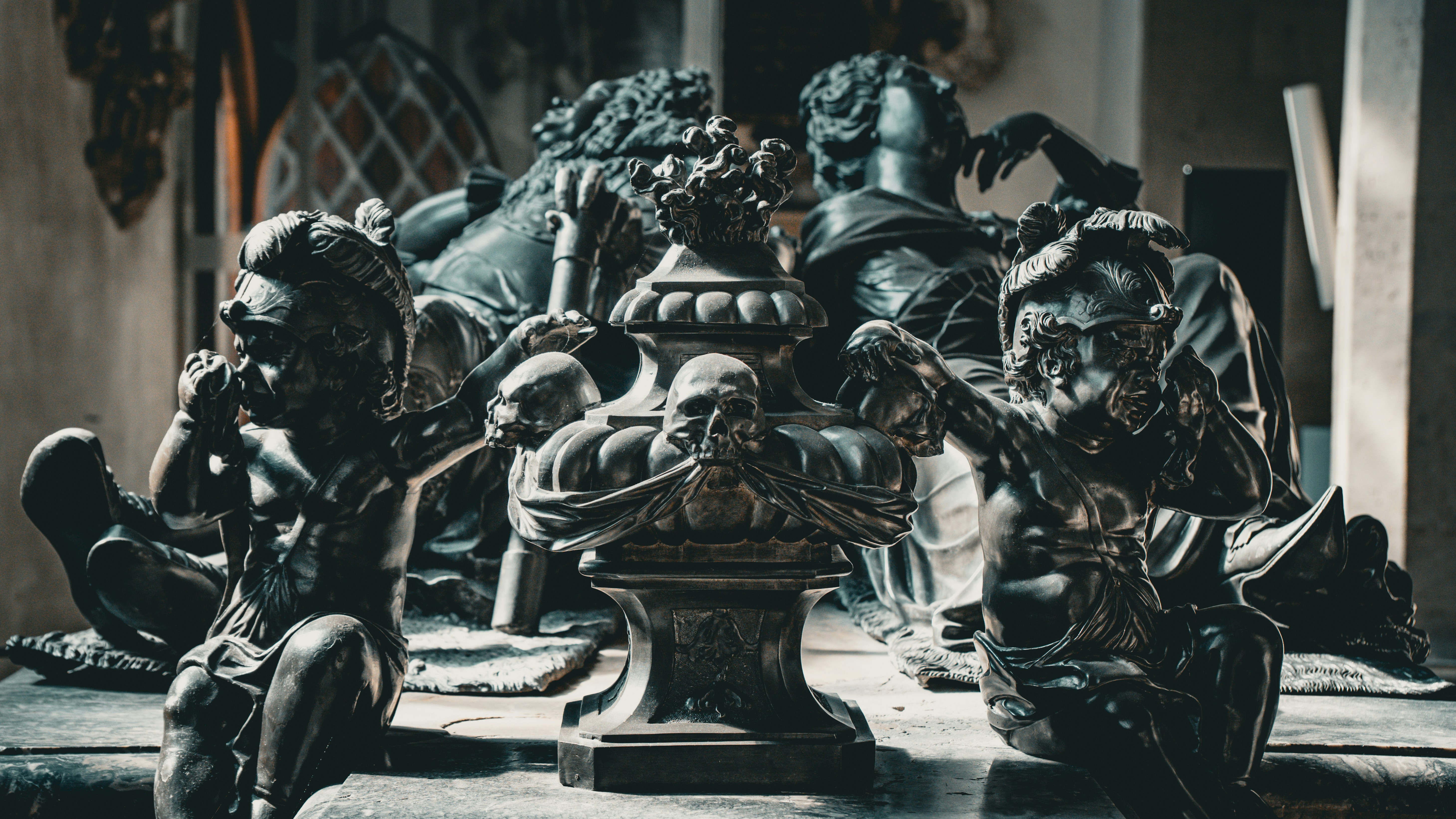 Dark Cherubs at the Altar: A Quiet Congregation of Statues