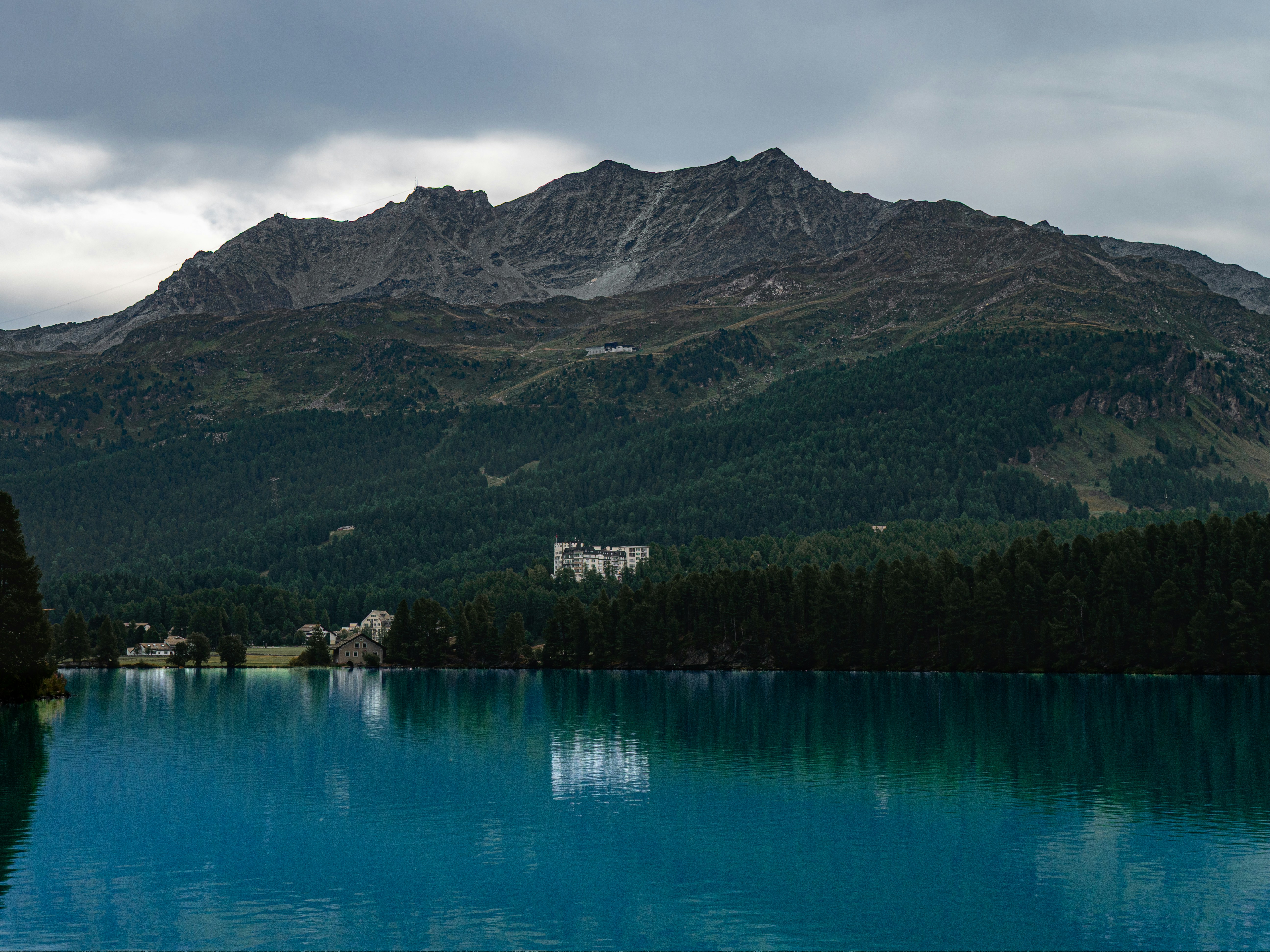 Azure Lake Beneath Rugged Peaks