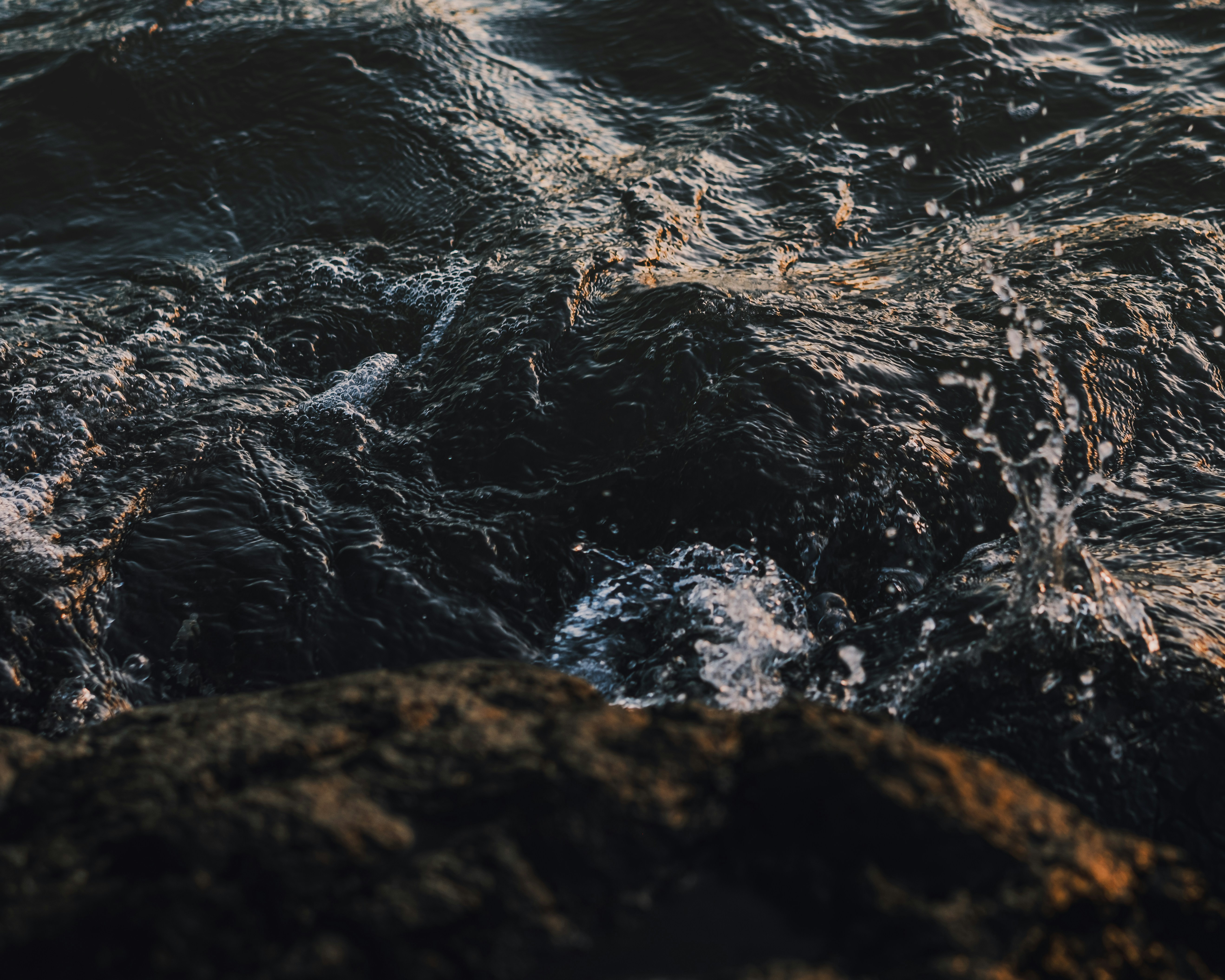 Rough Tide: Sunlit Edges Between Dark Waters and Rock