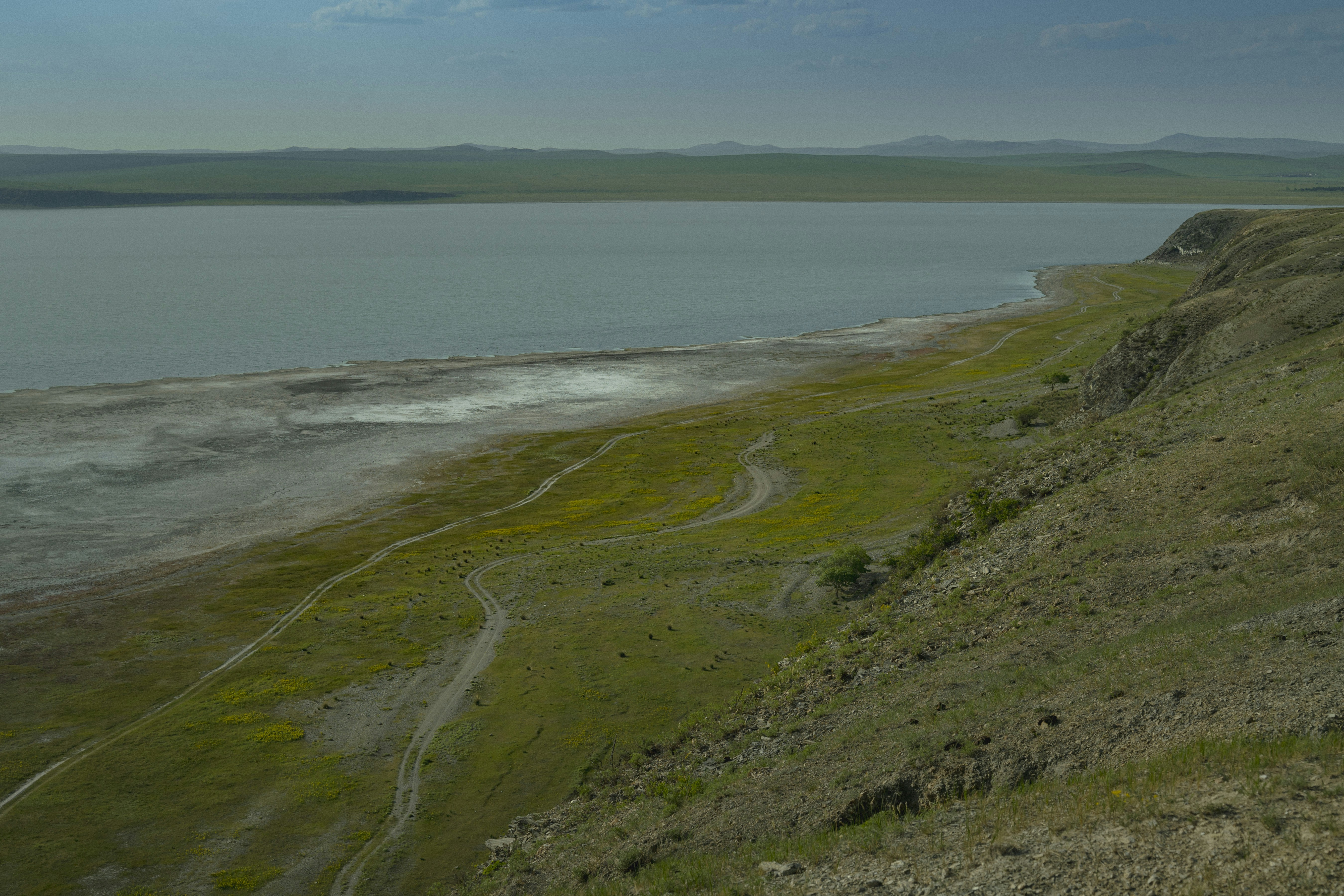 Coastal Plateau Looming Over a Salt Plain