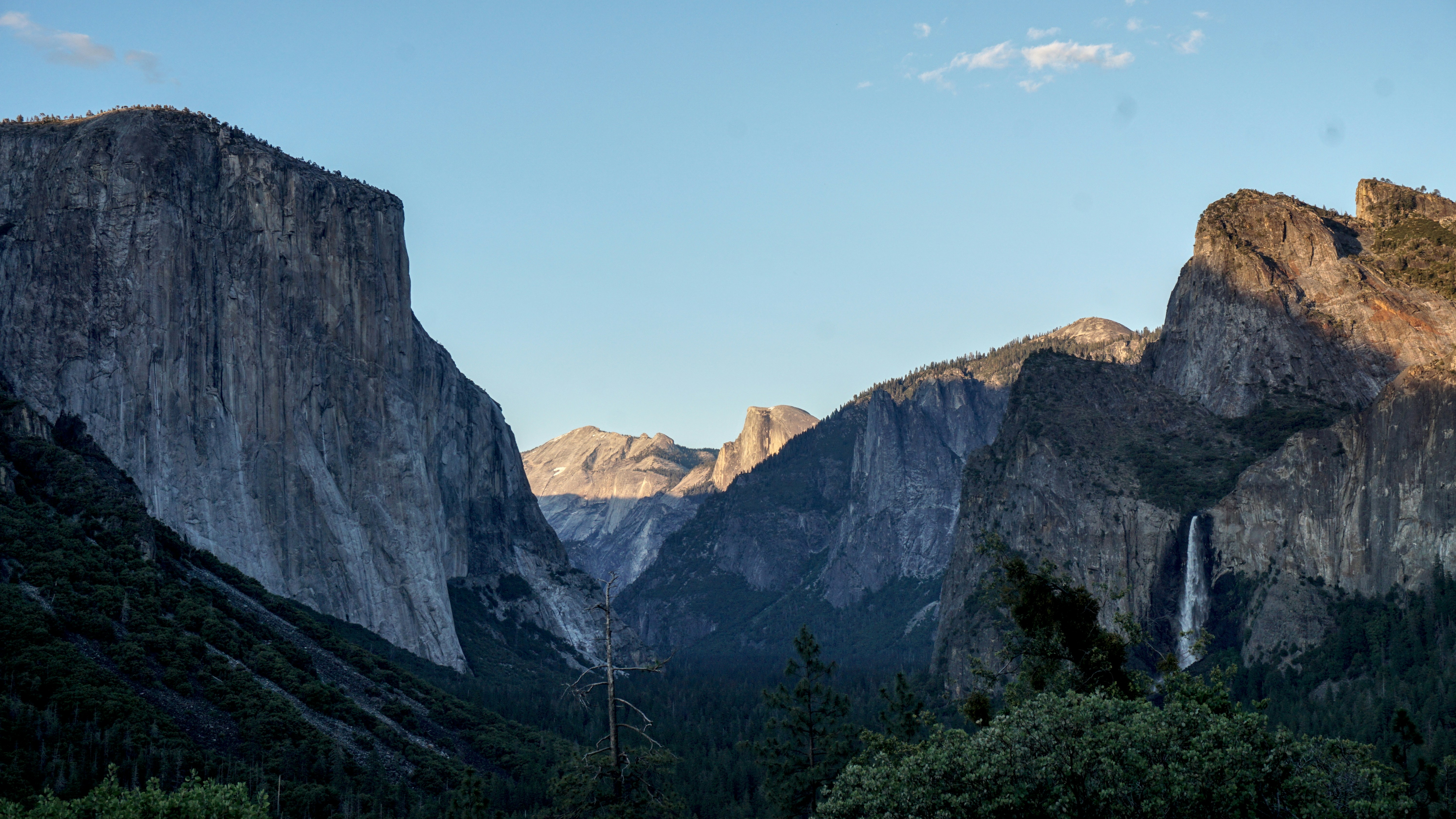 A Valley Courtyard: Canyon Walls, Cascade at Dusk
