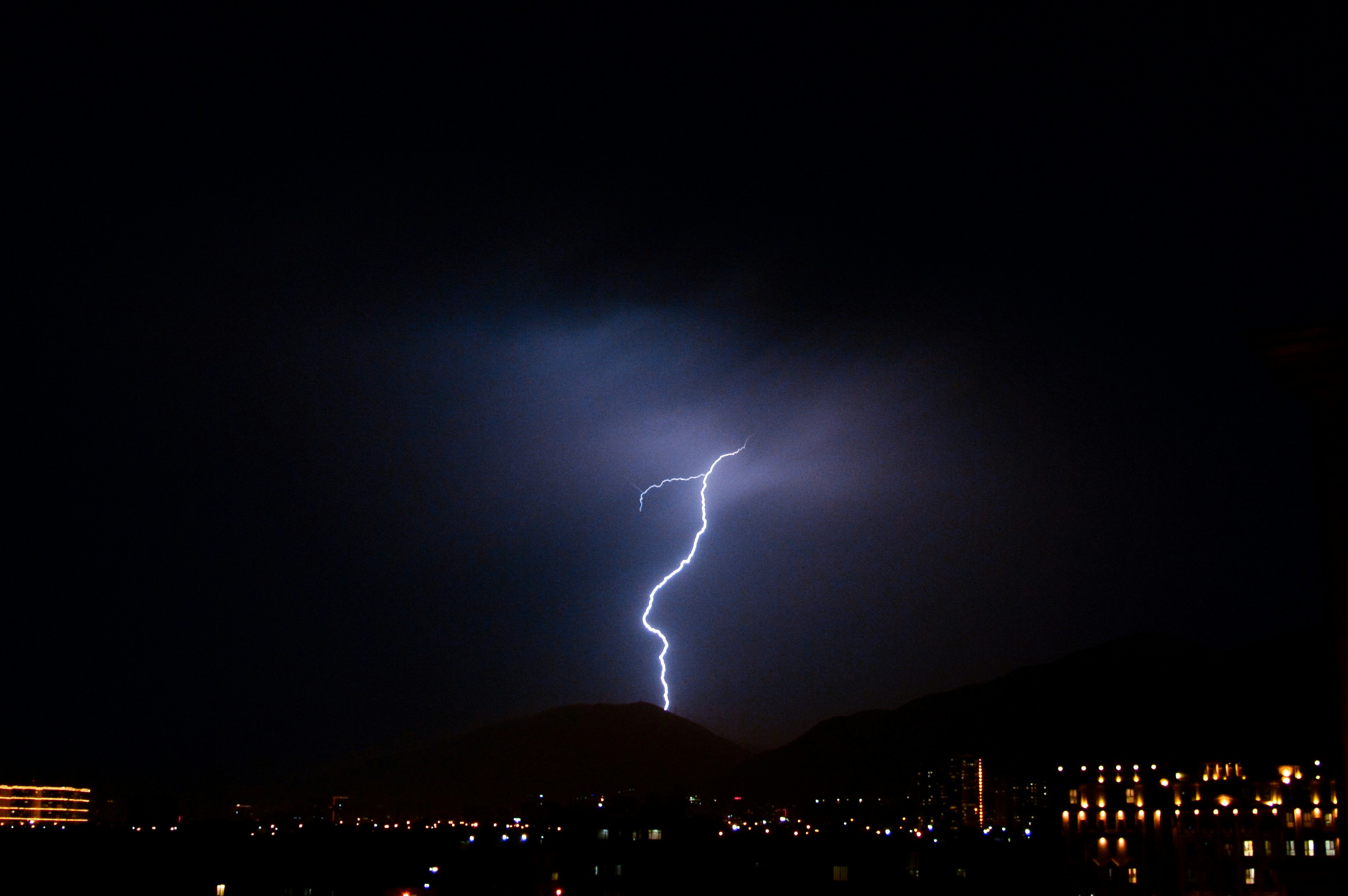Night Lightning Over Distant Skyline