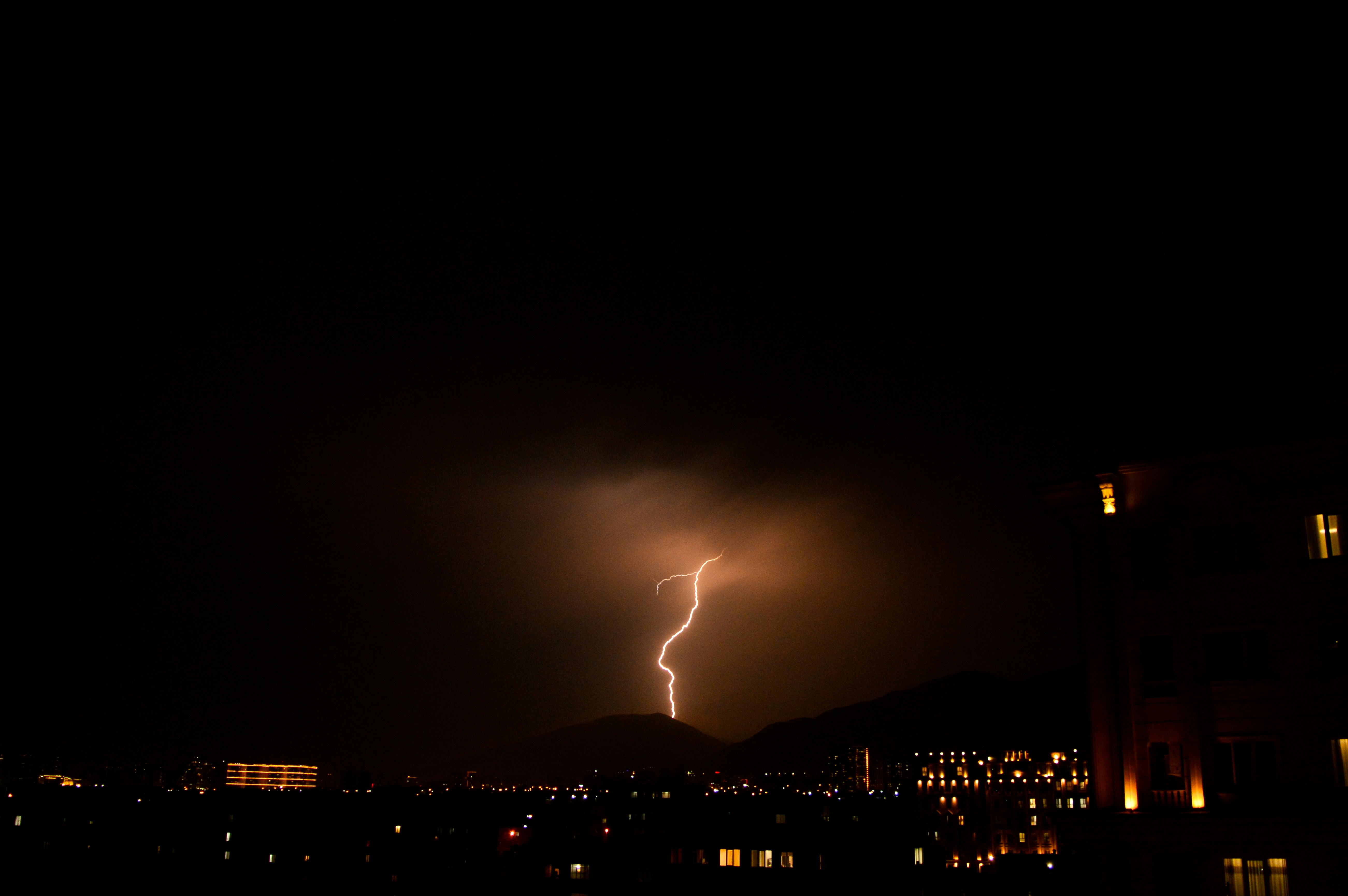 Lightning Over a Quiet Cityscape