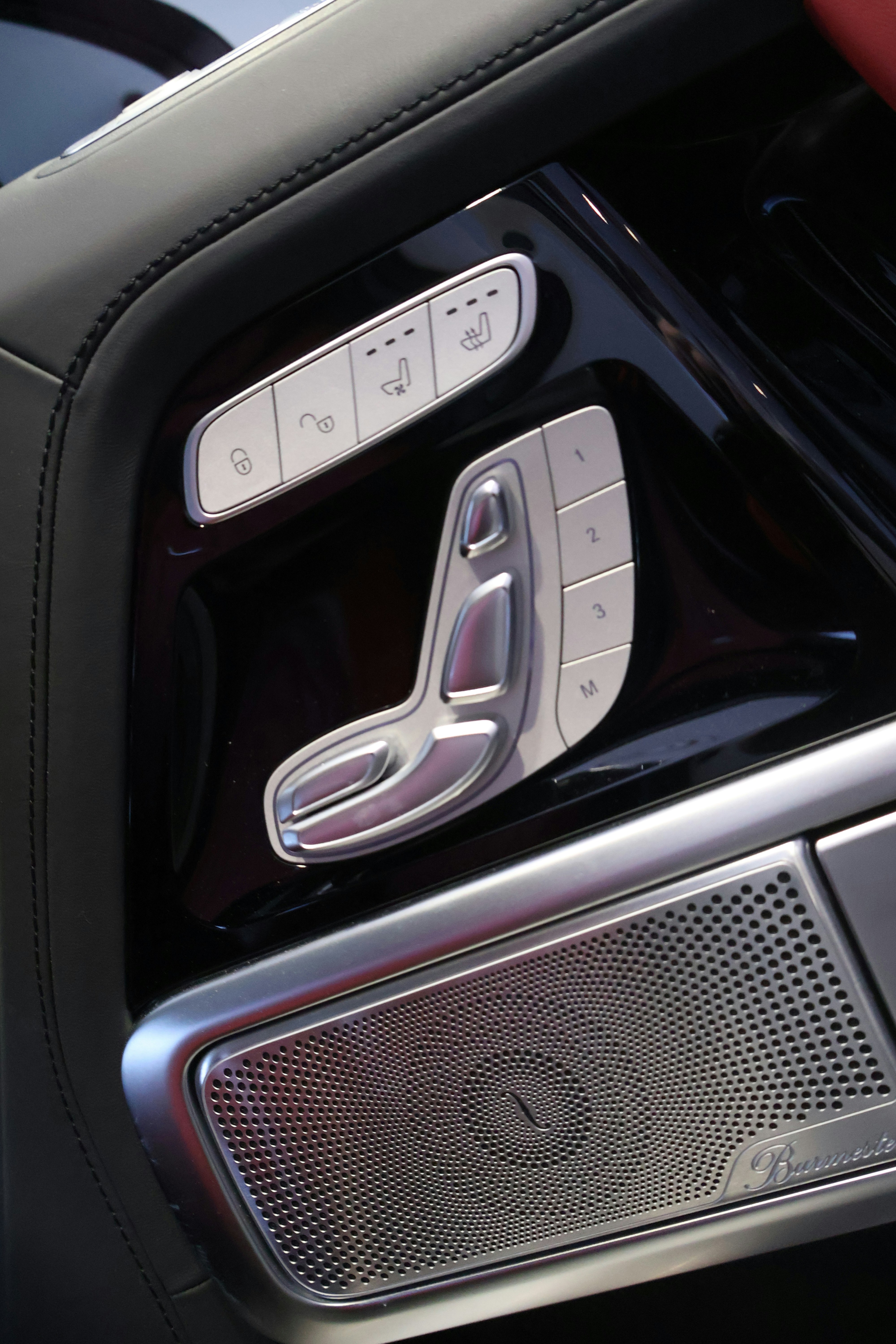 Luxe Car Interior Controls: Chrome Seat and Speaker Panel