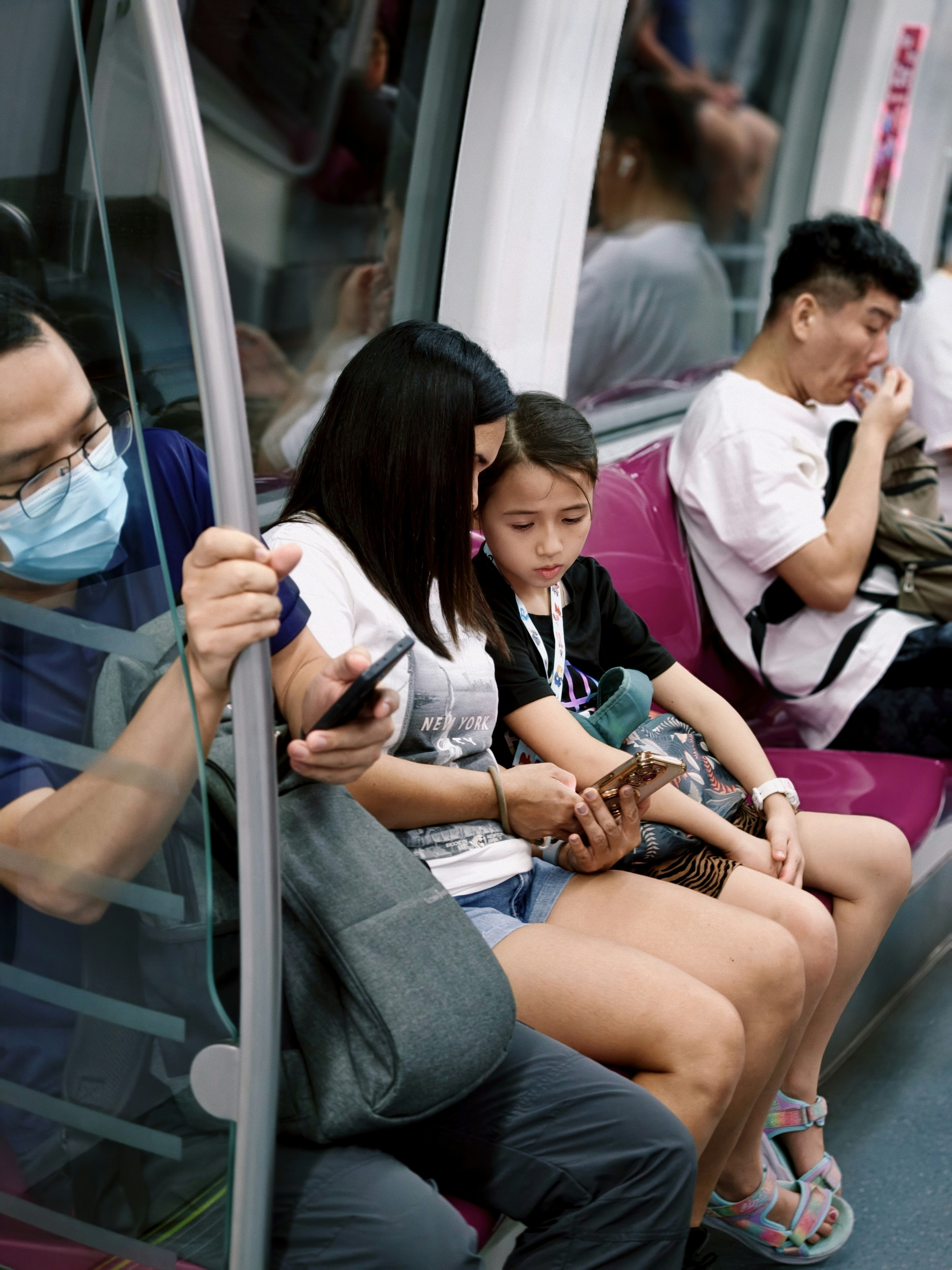 Family on a Tube Ride: Shared Screen Time