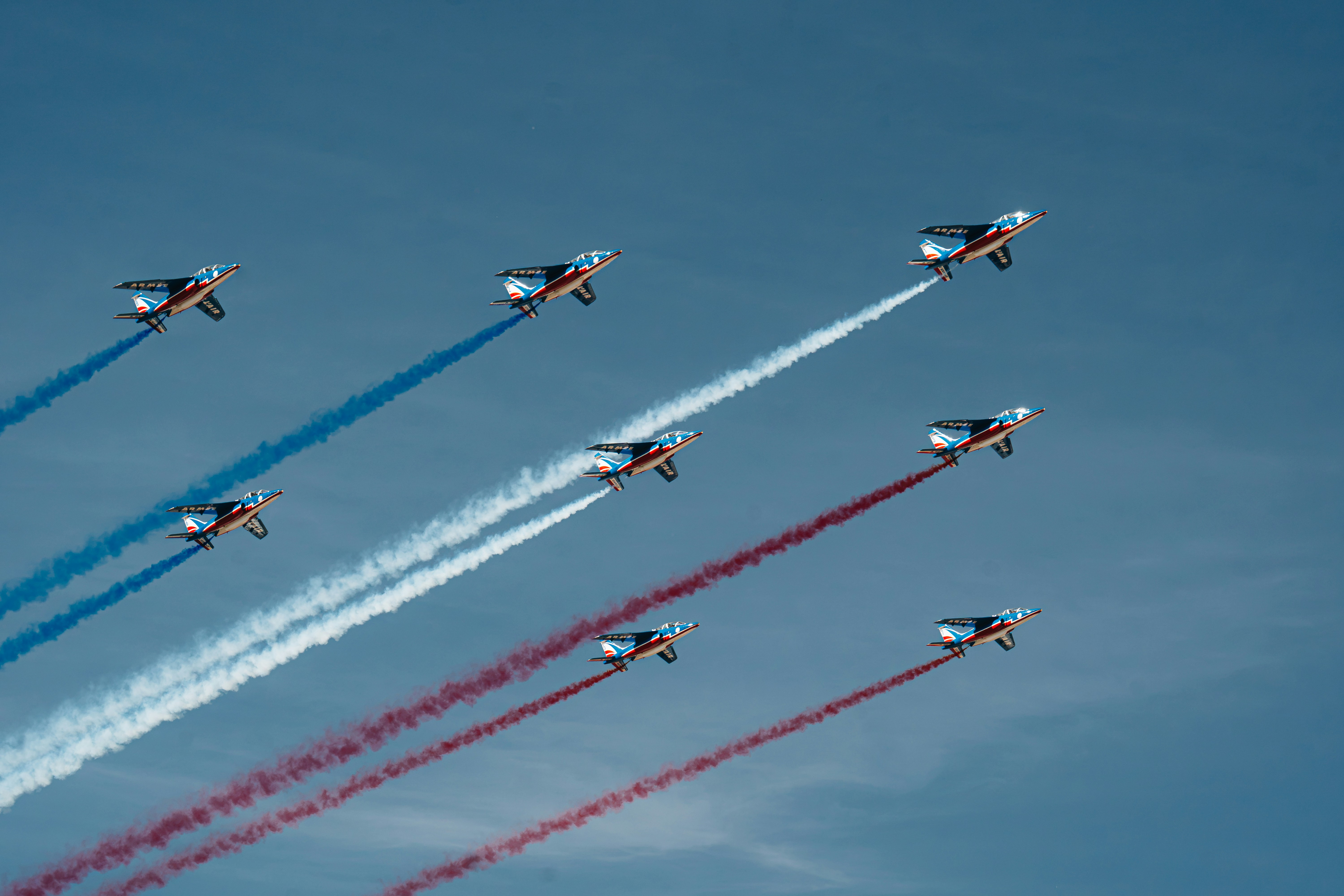 Skyward Constellation: Colored Contrails in a Fleet Formation