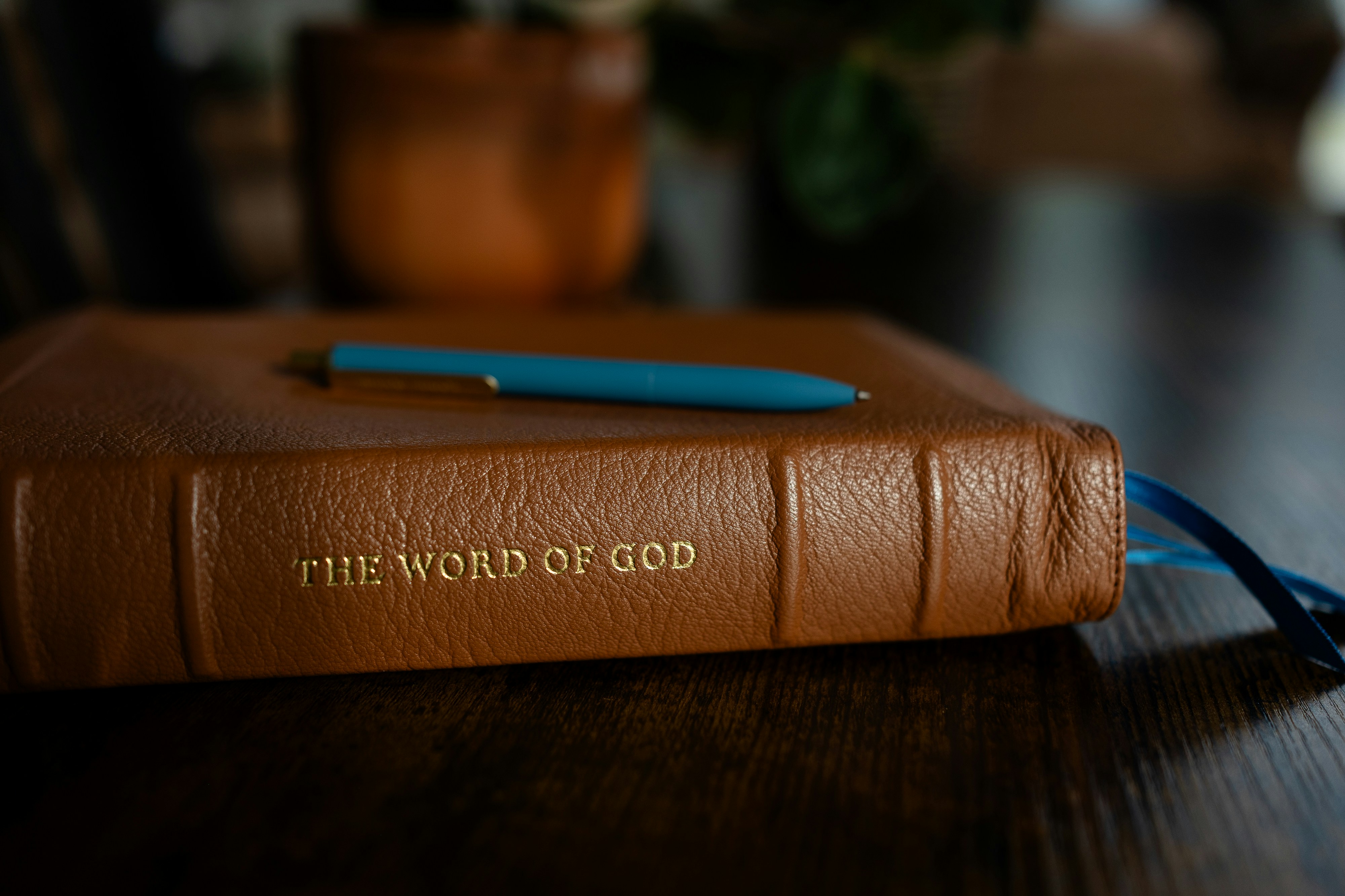 The Word of God Resting Under an Aged Teal Pen