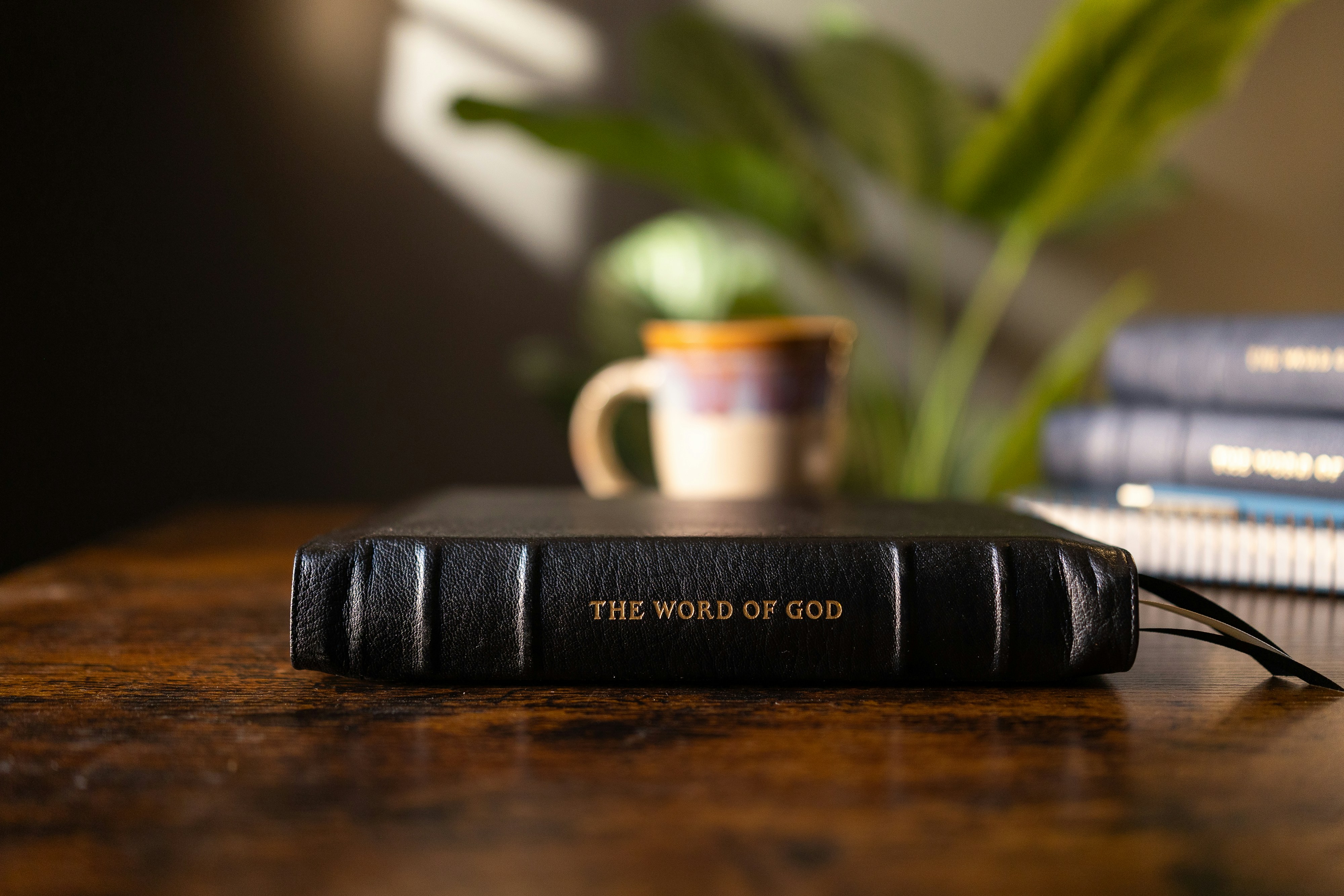 The Word of God Resting on a Wooden Desk