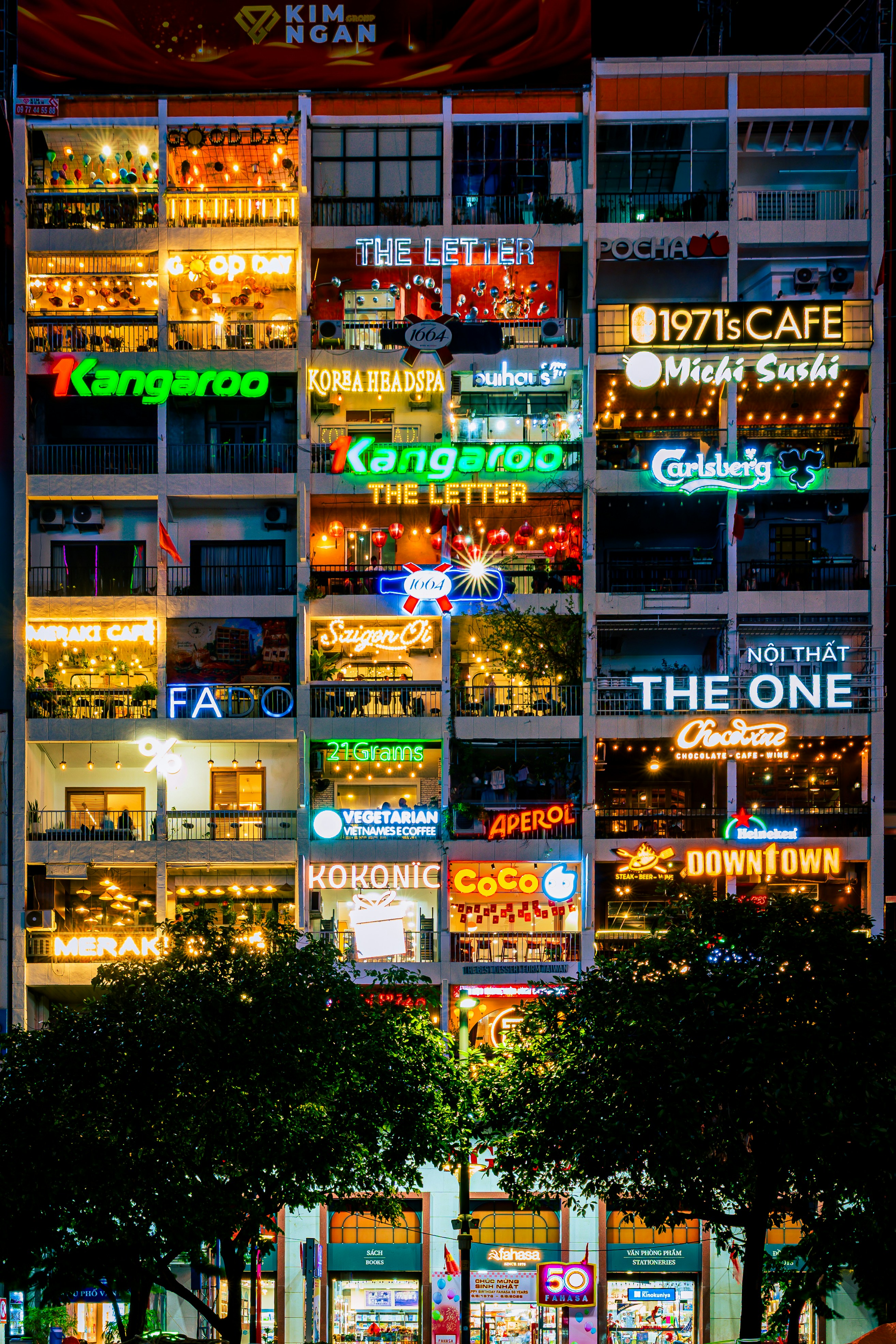 Neon Row: A Vertical City of Signs and Lights
