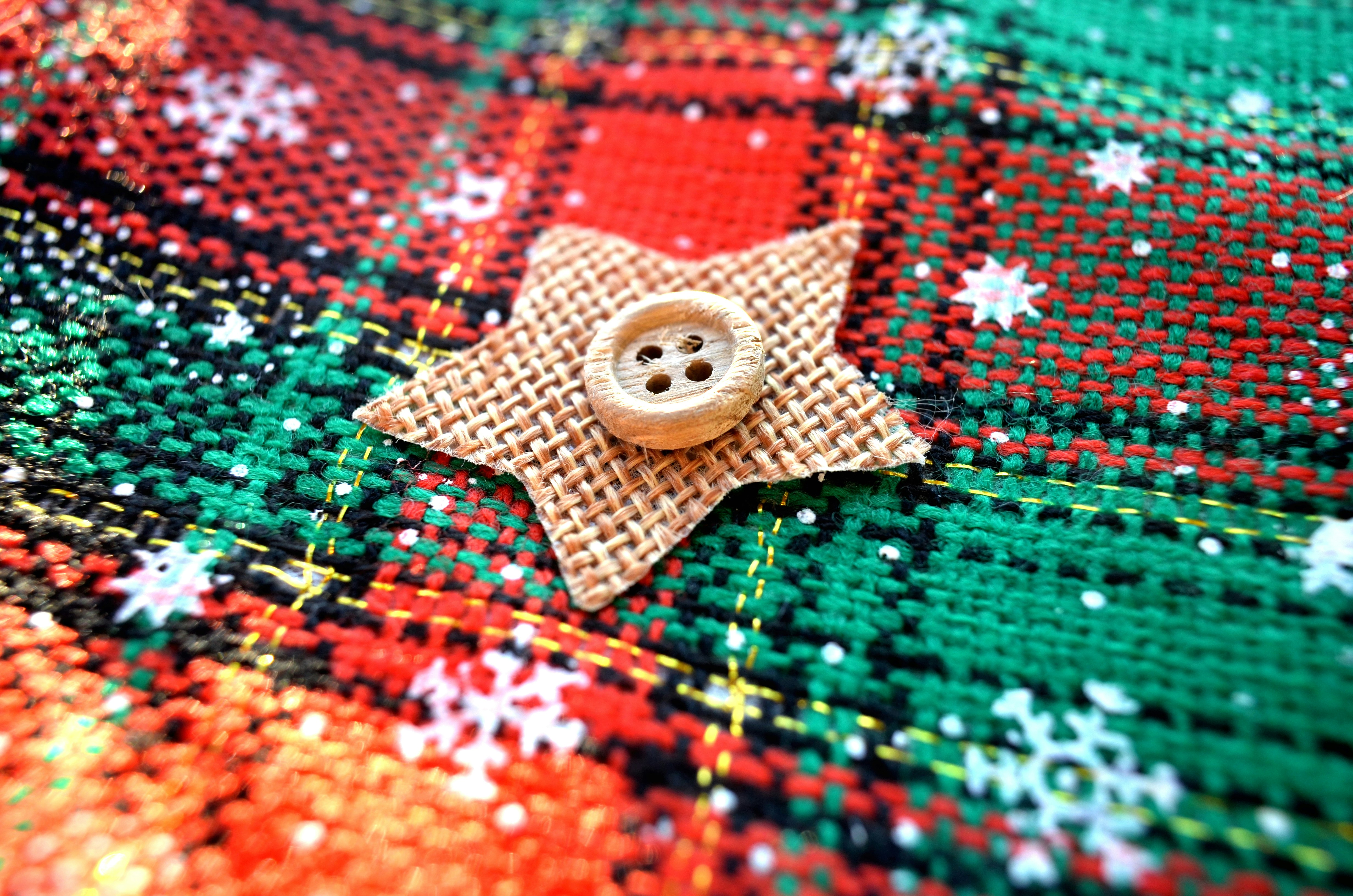 Tiny Star, Big Pattern: A Button on Festive Fabric