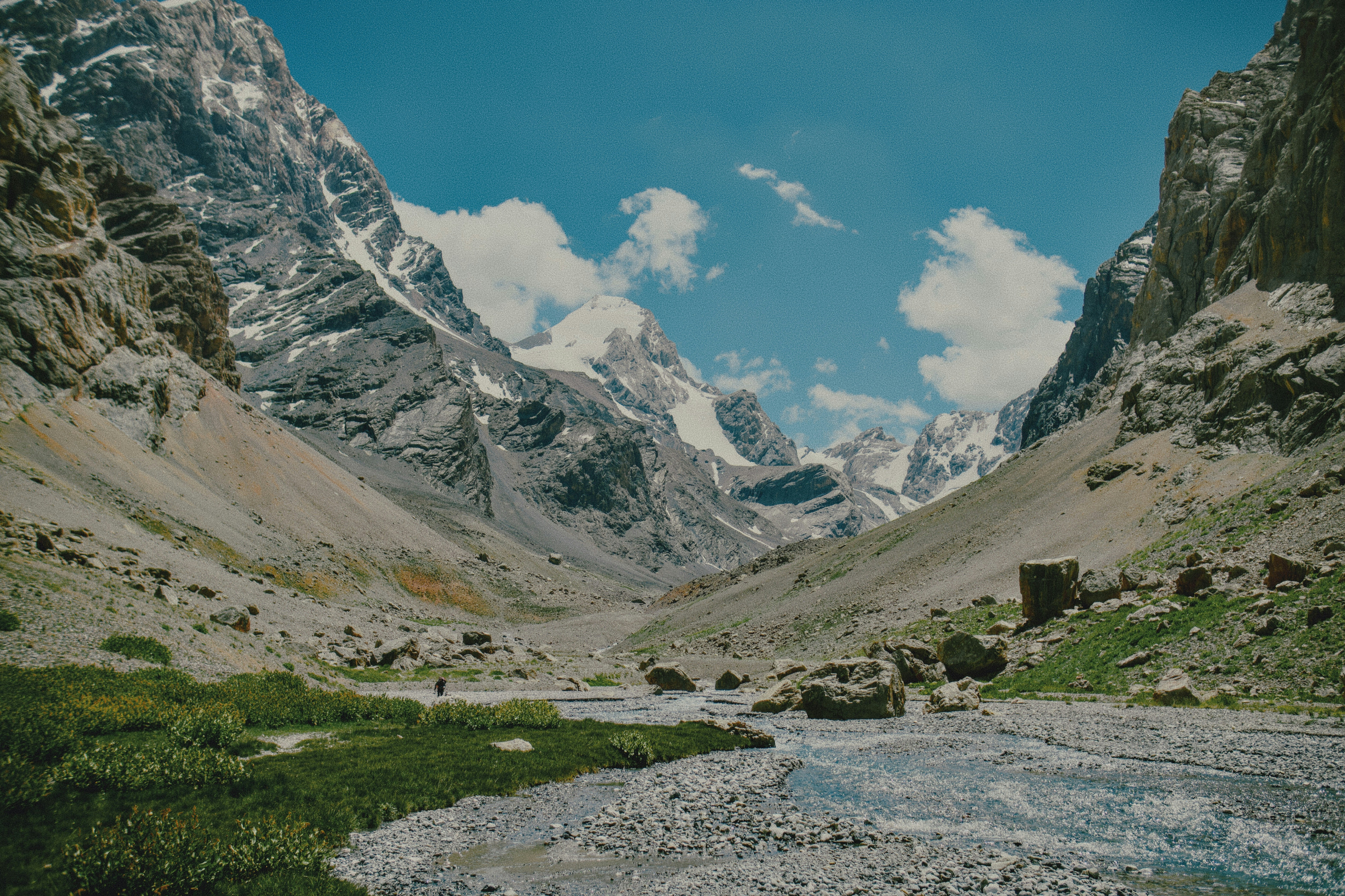 Glacial Valley Confluence under a Cerulean Sky