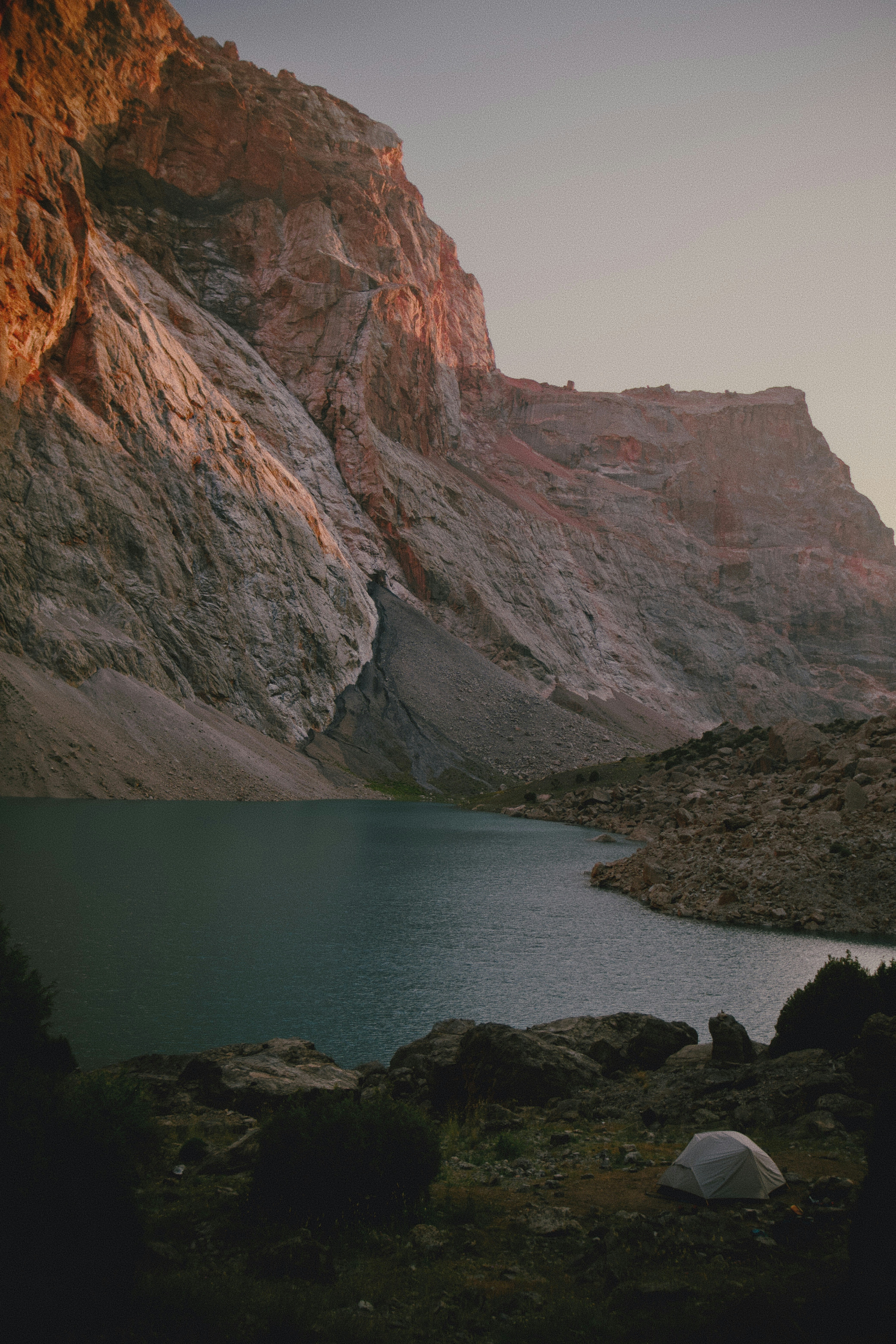 Emerald Basin beneath Flame-tinged Cliffs