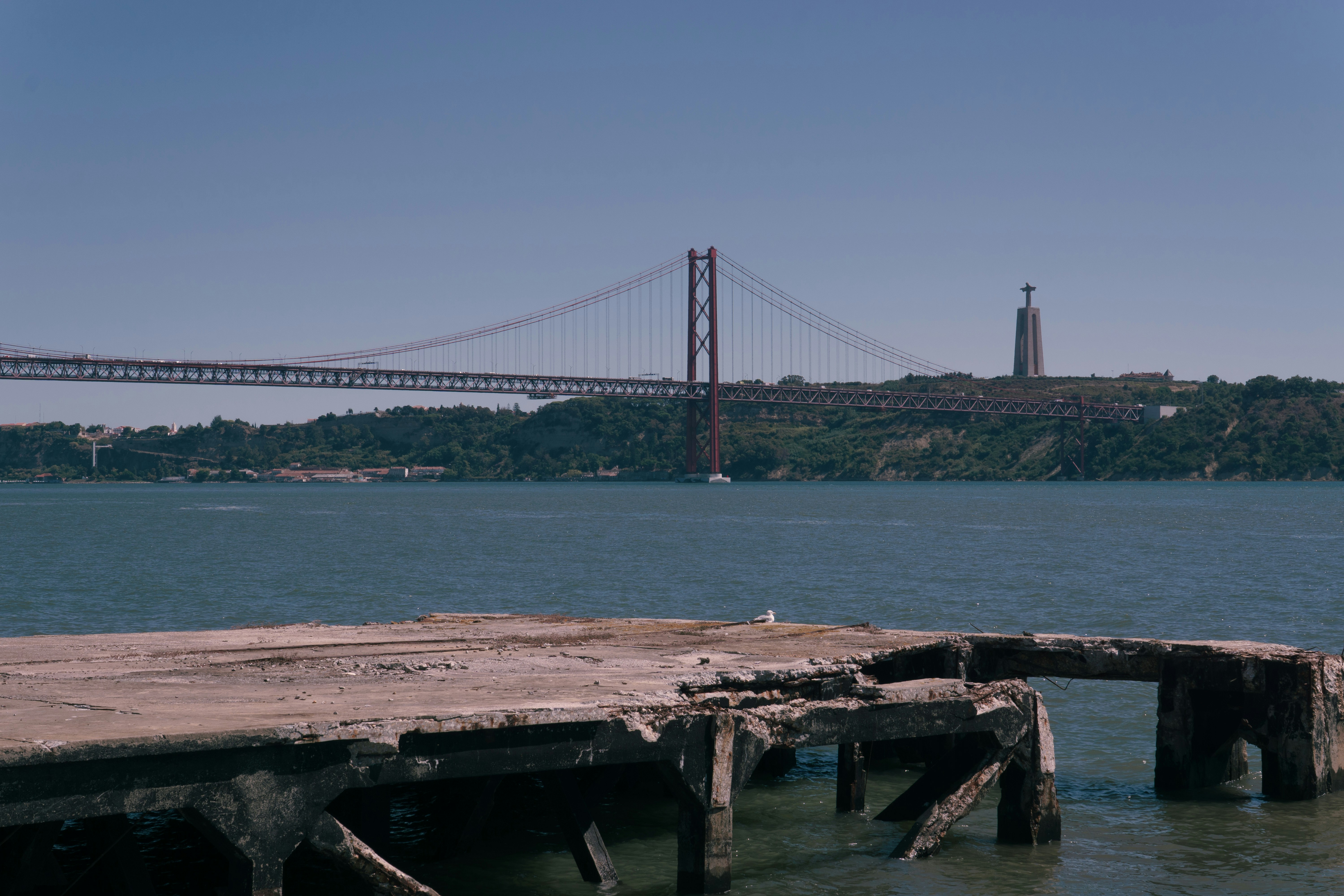 Atlantic Bridge and Weathered Pier: Quiet Serenity Over the Water