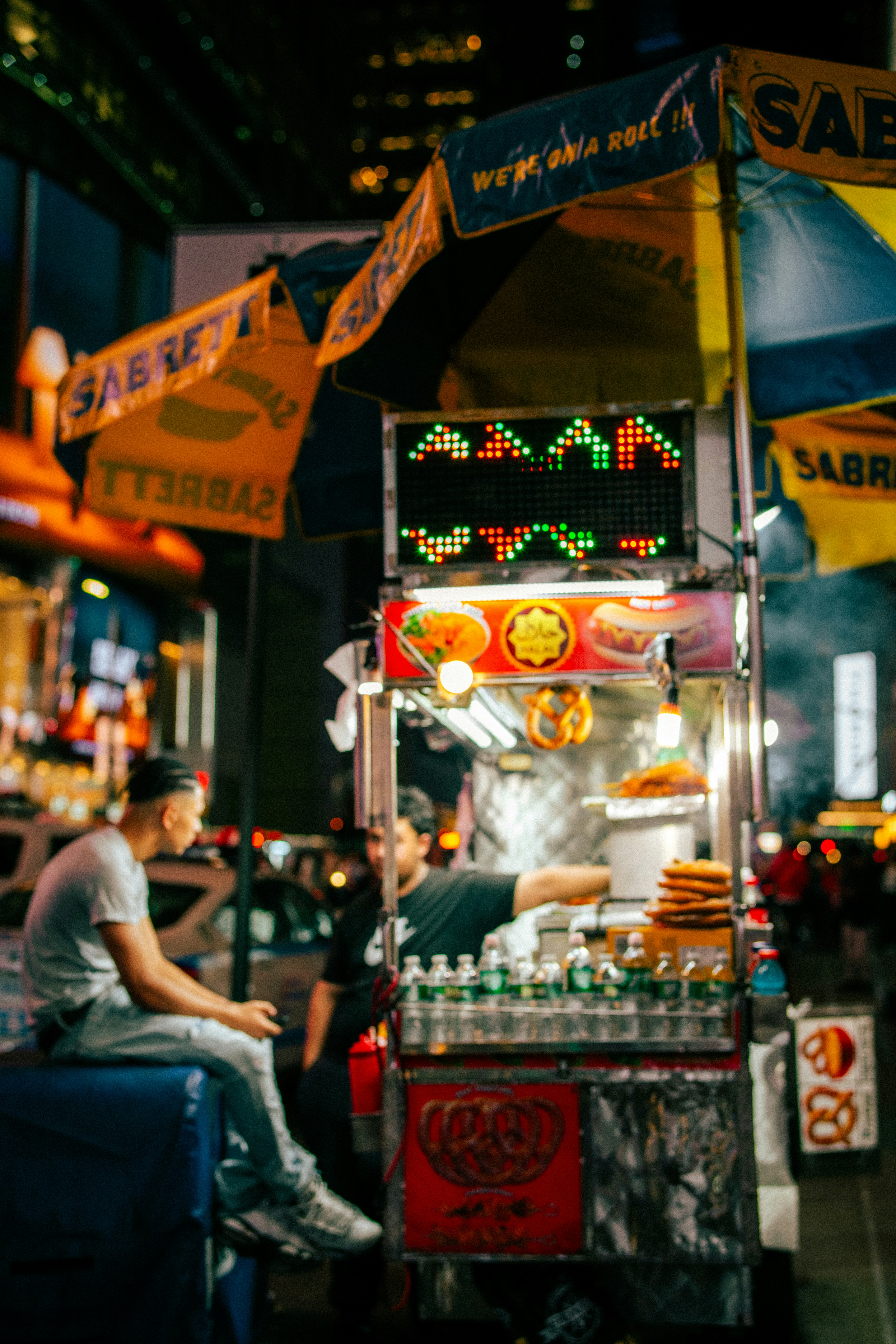Midnight Snack Cart Under Neon Canopy