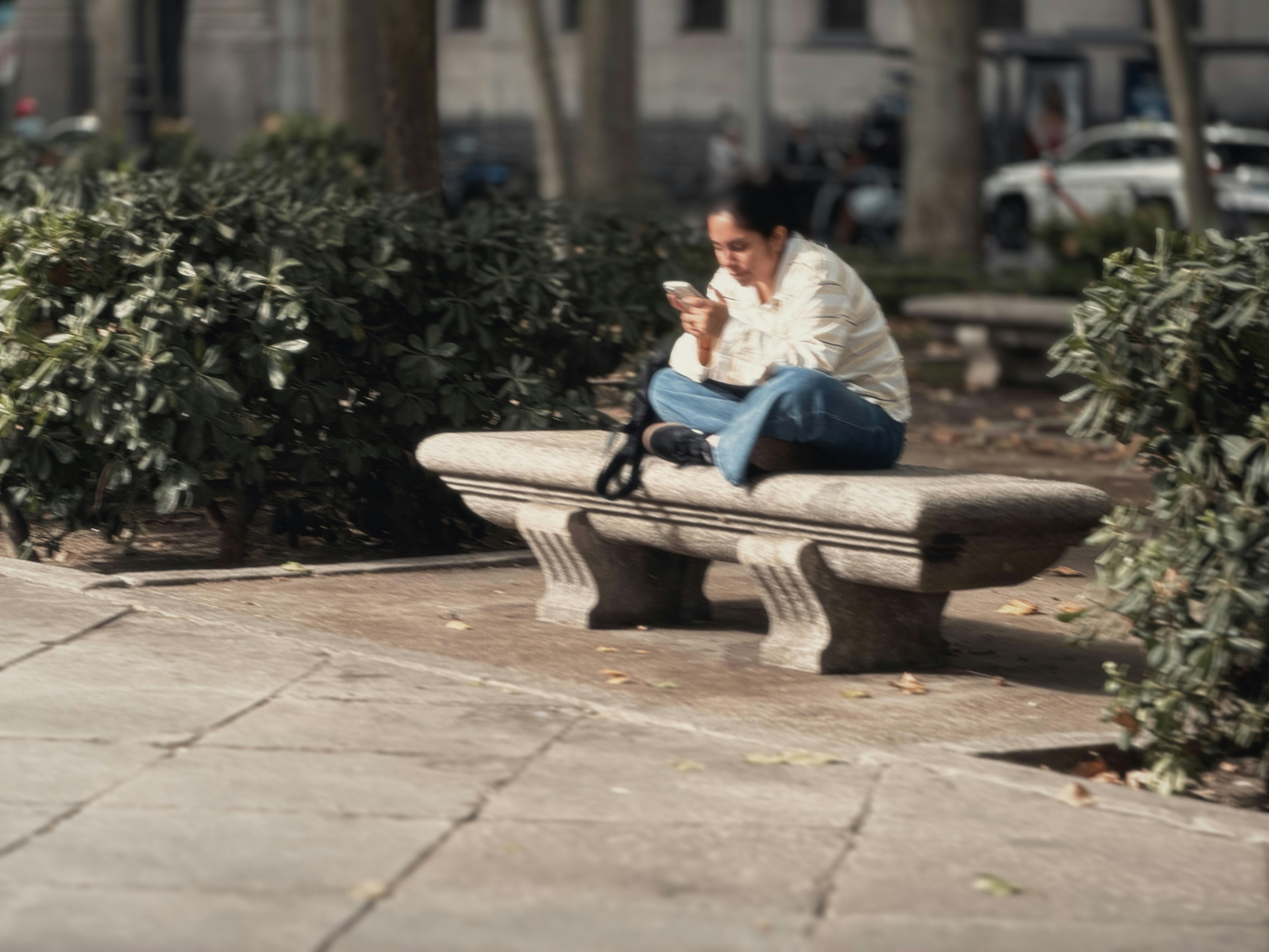 Sitting with Focus: A Quiet Moment on the Park Bench
