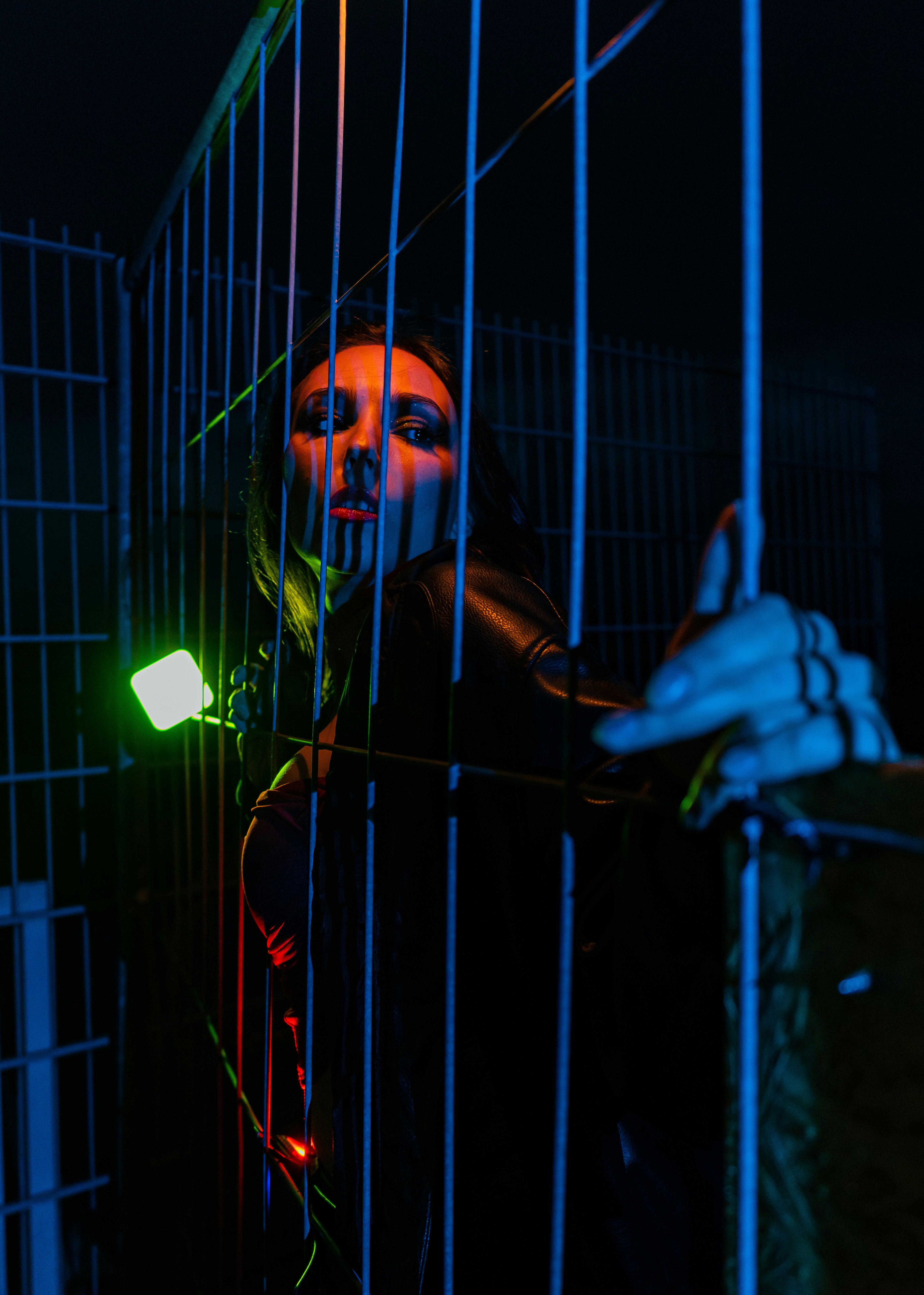 Neon Grids: A Portrait Through Colored Bars