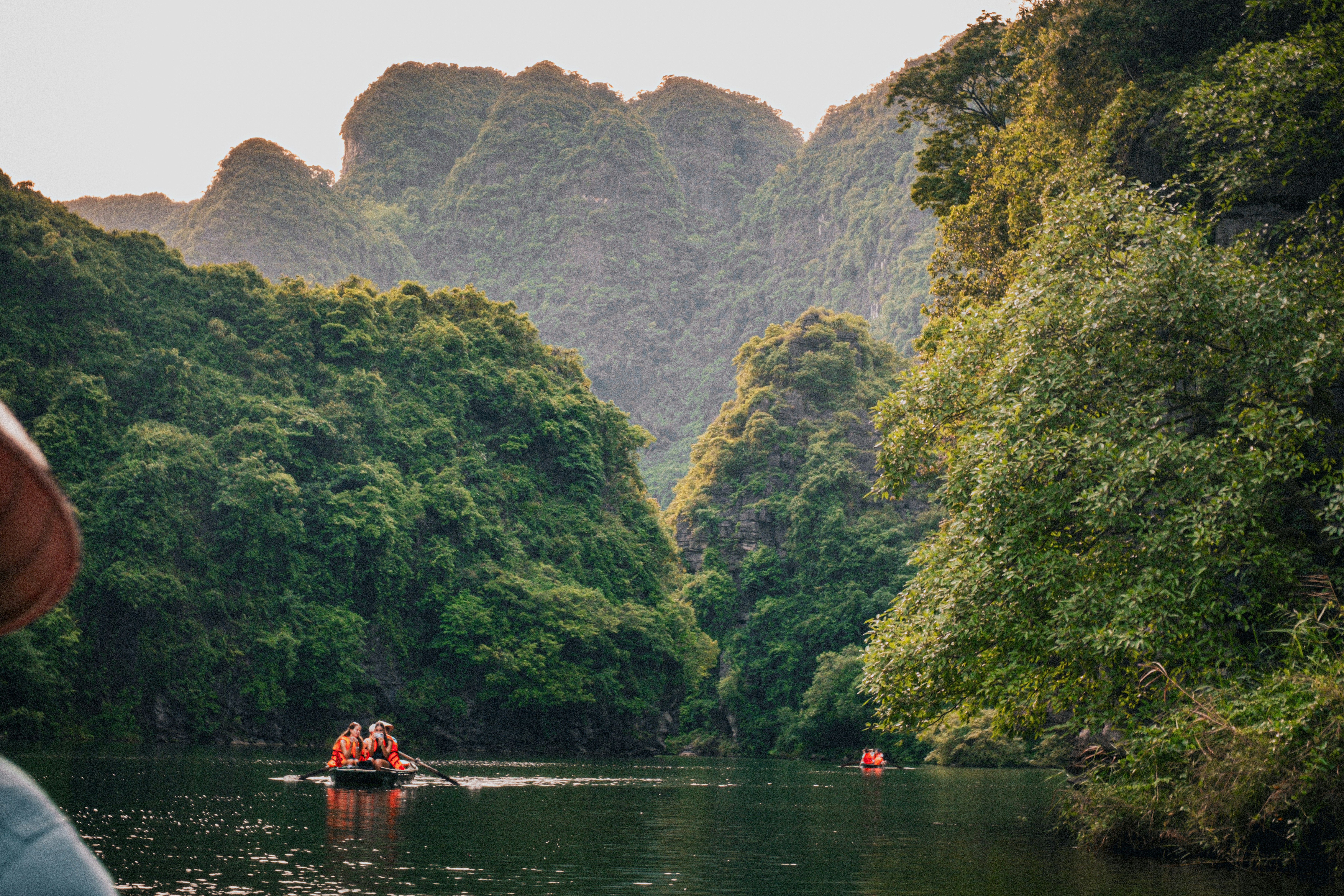 Rowing toward the emerald canyon