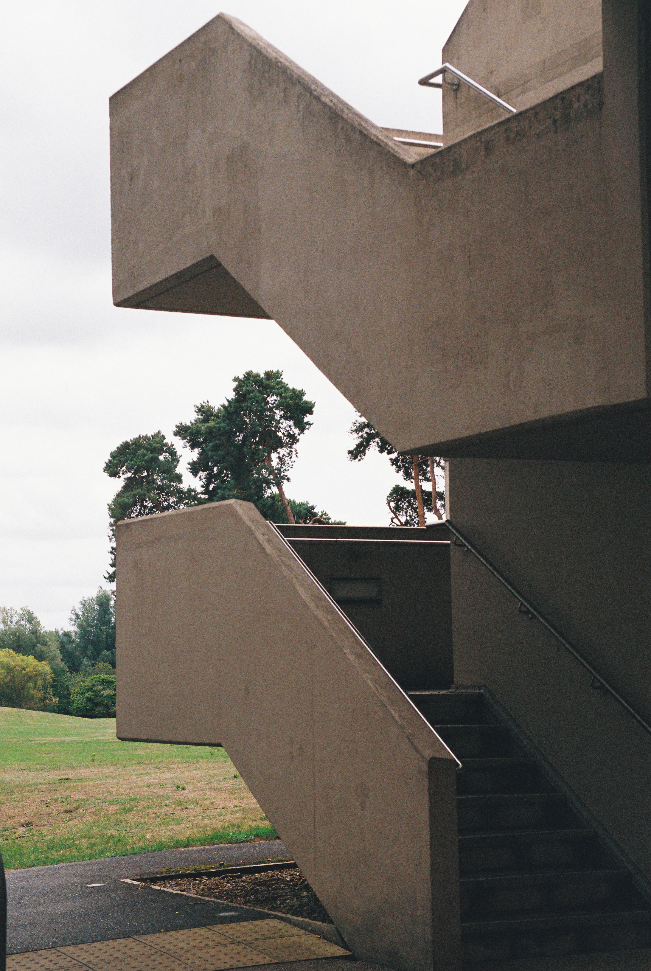 Angular Concrete Staircase Reaches into Overcast Sky