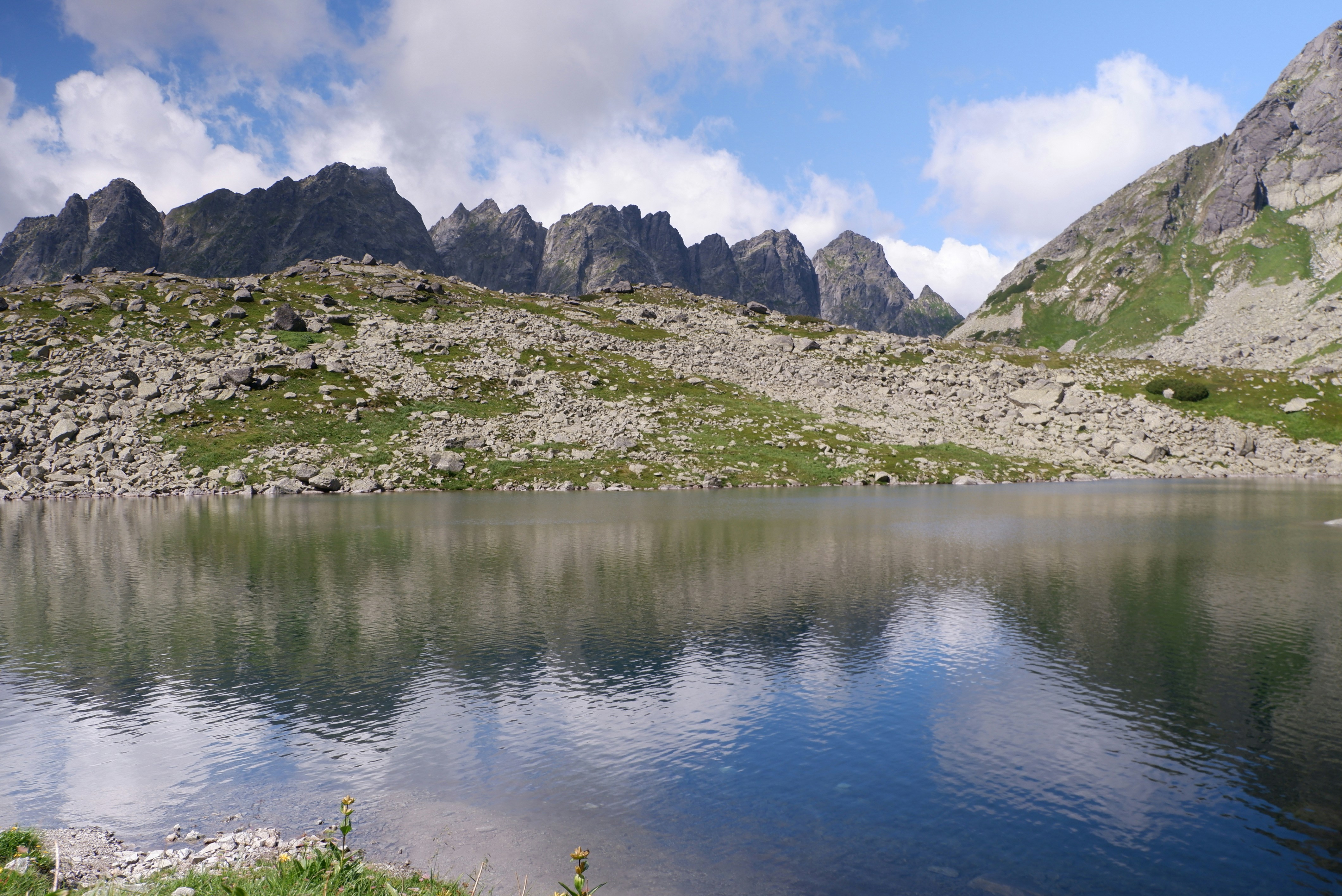 Glacial Ring: A Mountain Lake Under Alpine Sky