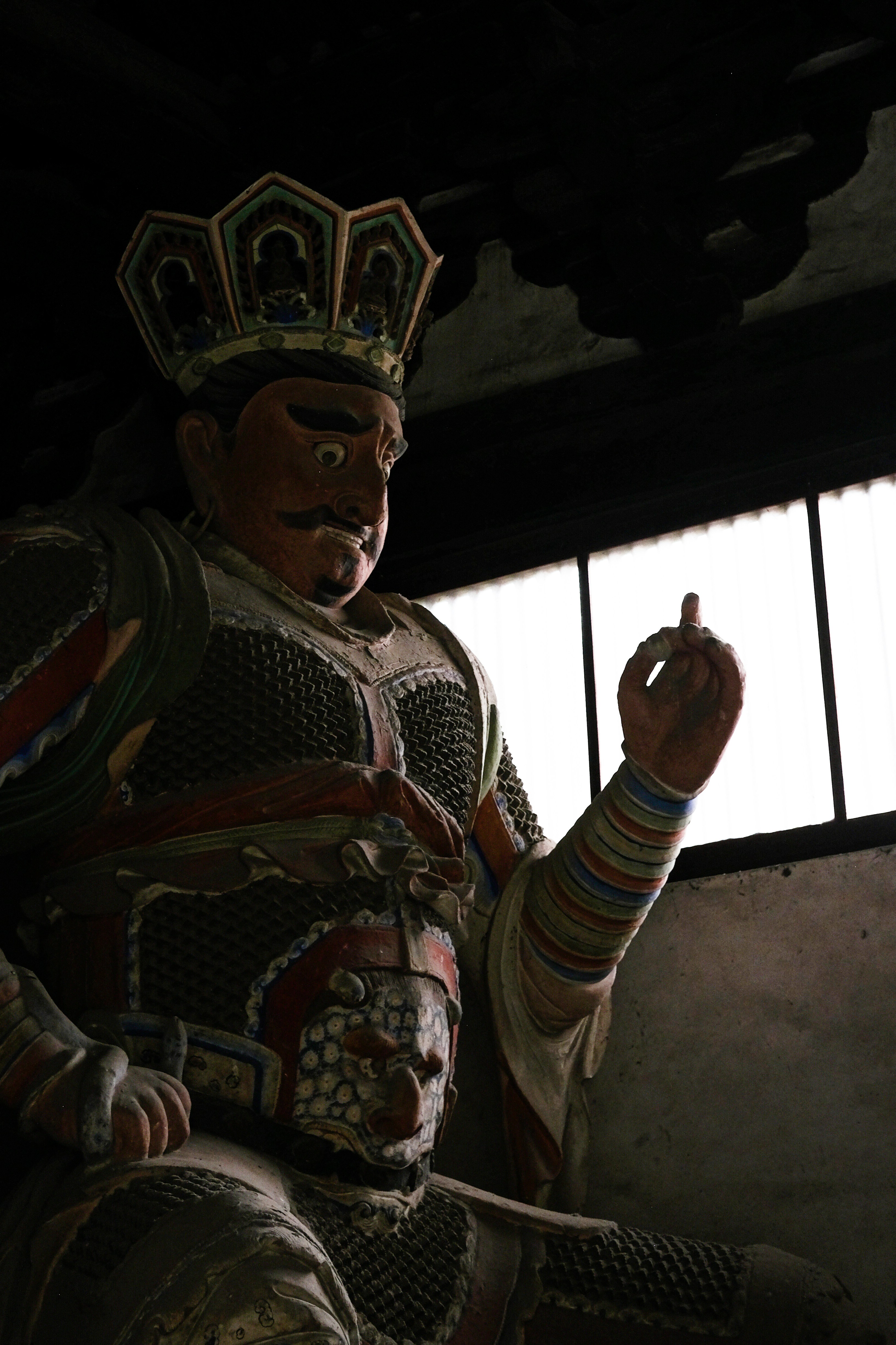 Ceremonial Guardian: A Bespoke Warrior Figure in Dim Shrine Light