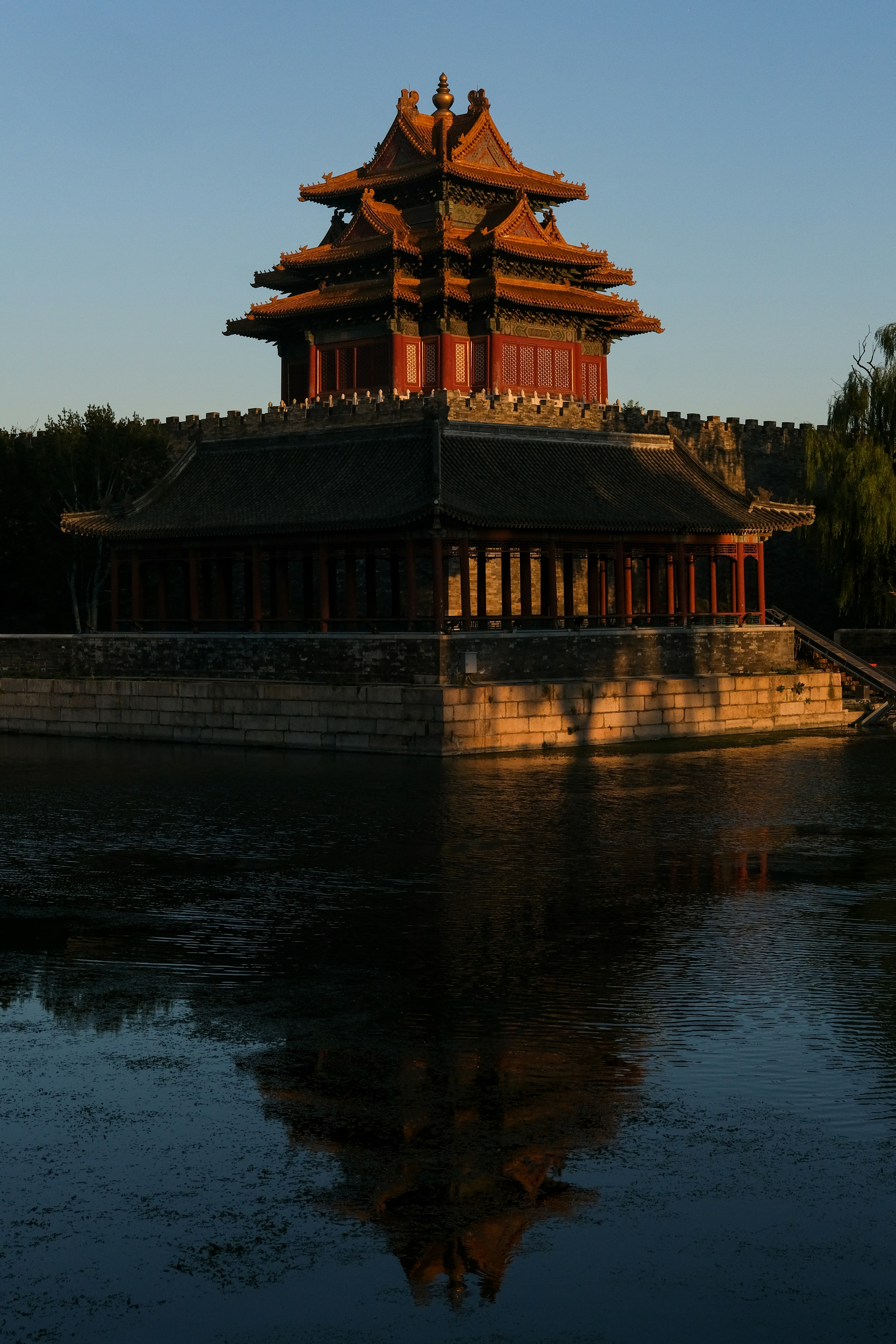 Pagoda by the Quiet Water: Sunset Over a Historic Chinese Terrace