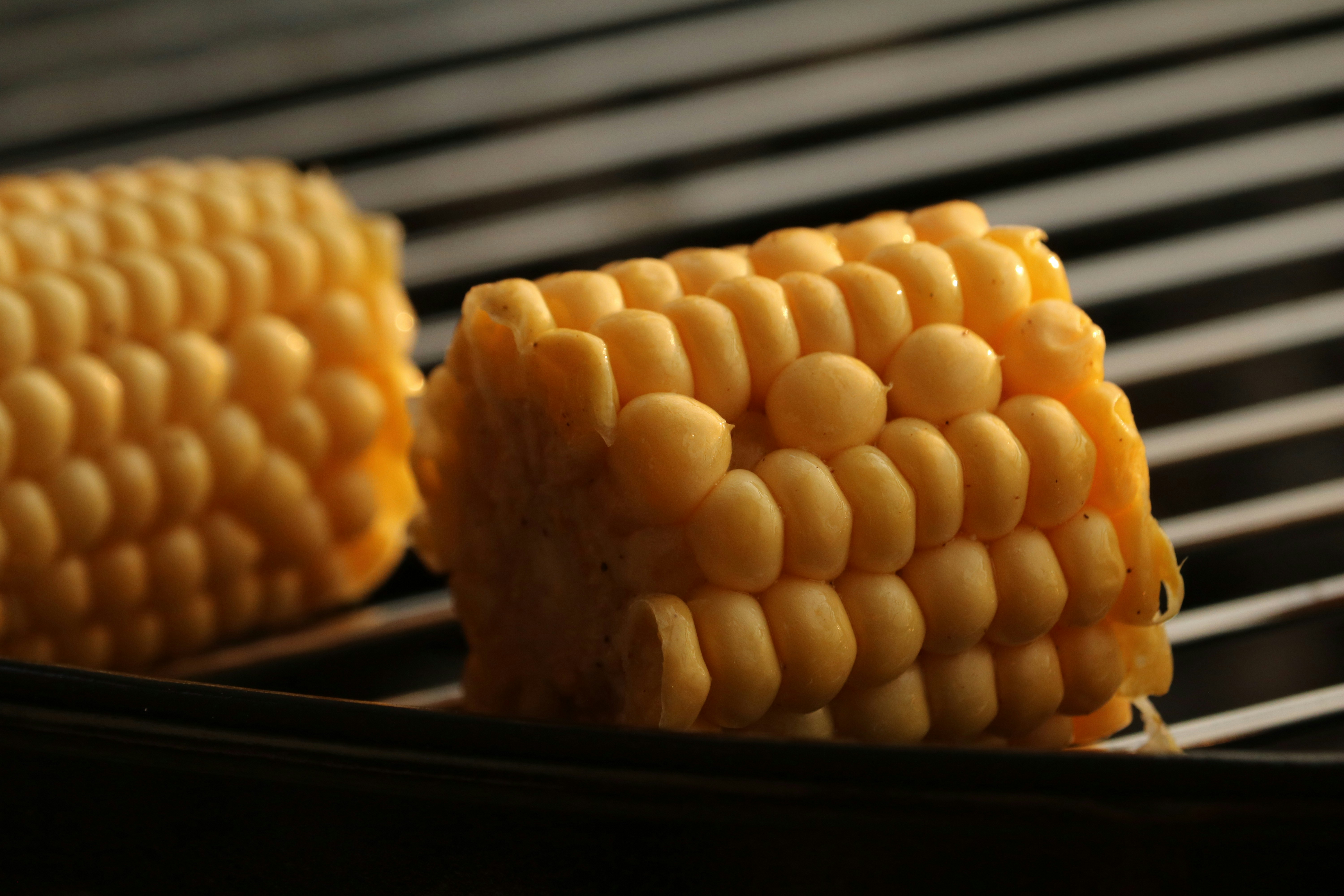 Sticky Golden Grains: Close-Up on Grilled Corn on the Grill