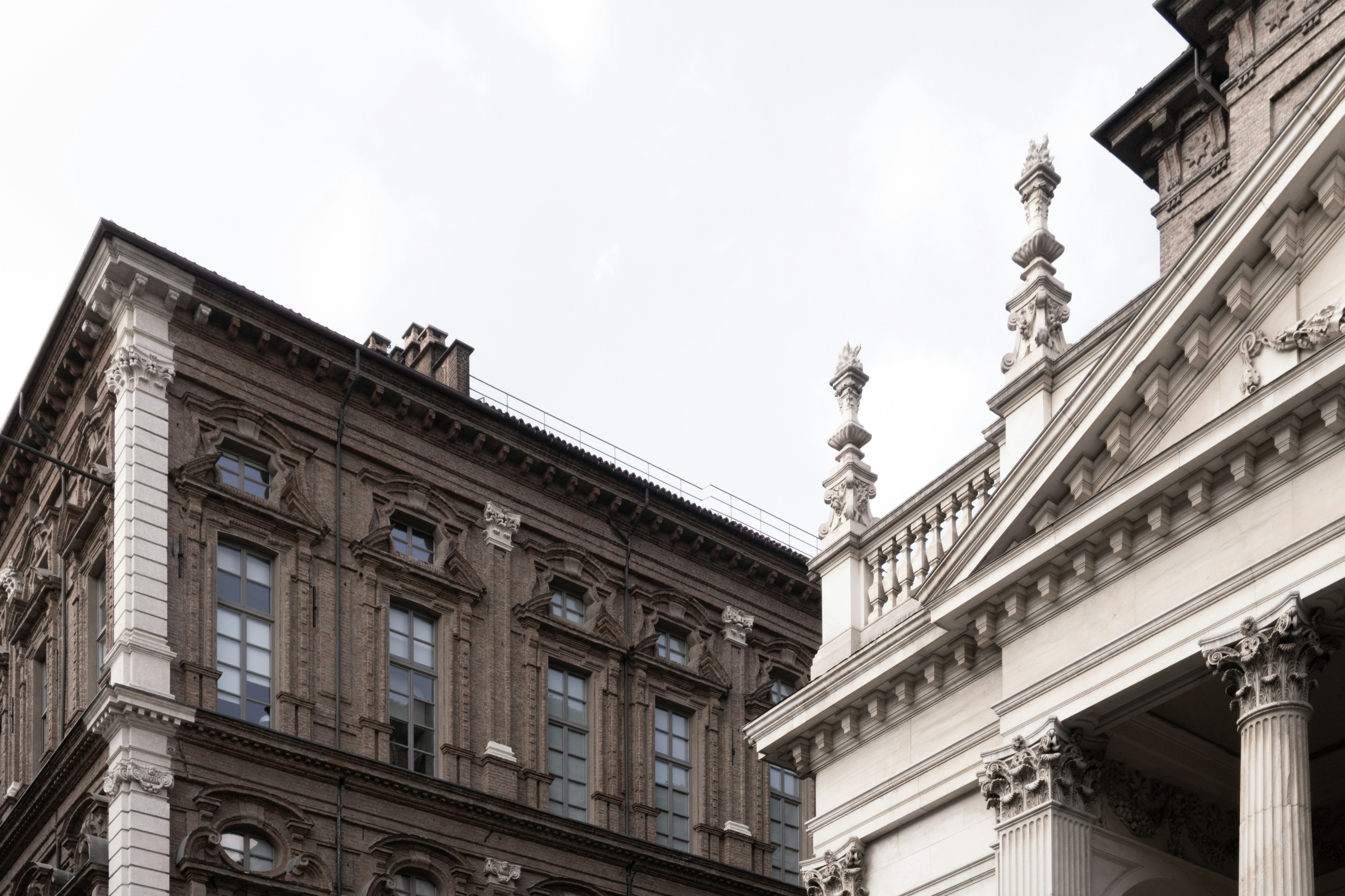 Stone Facade Confluence: Classical Detail at Dusk